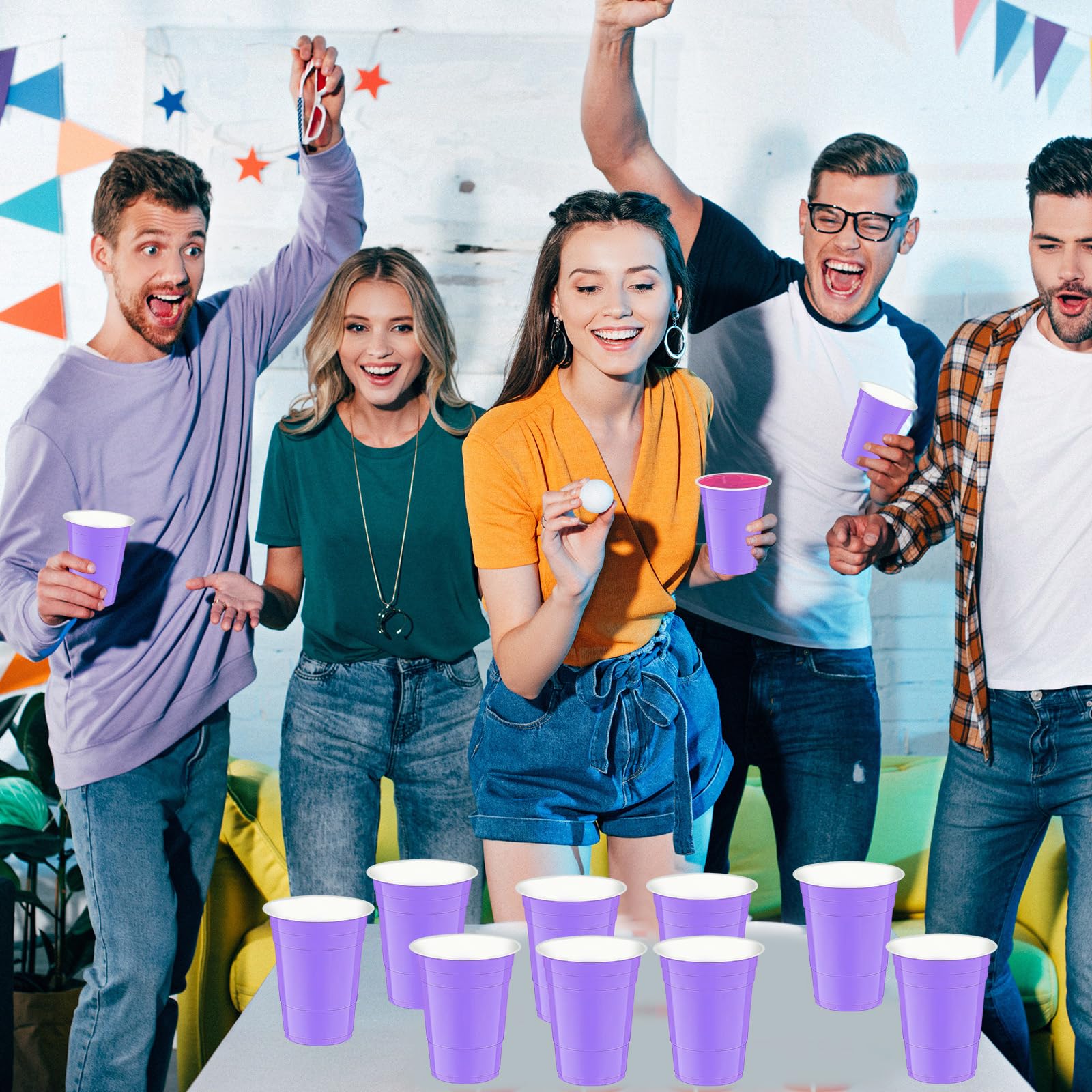 Snapklik.com : Cssopenss 120 Pcs Purple Plastic Cups 16 Oz Purple Party ...