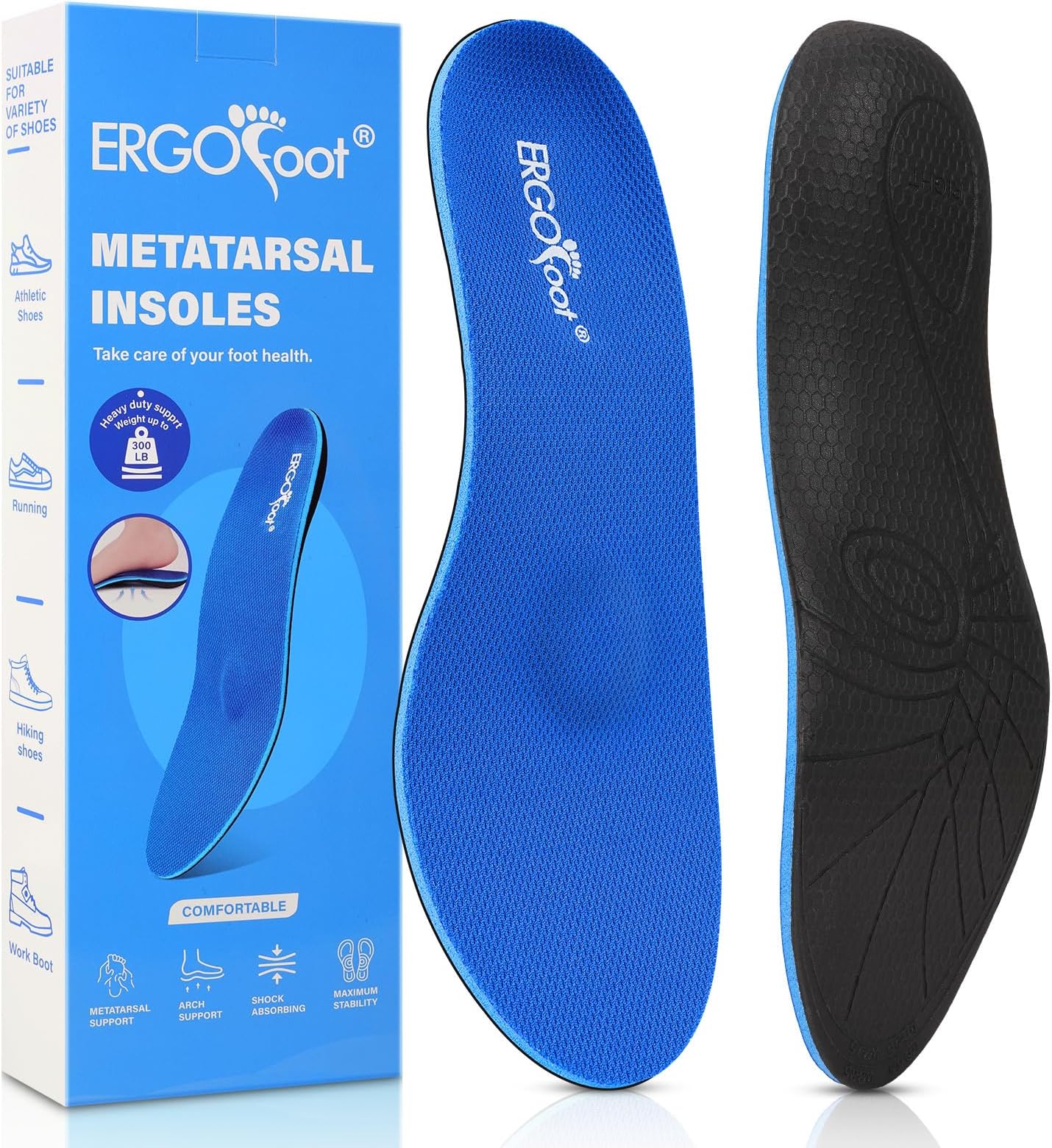 Amazon.com: ERGOfoot Metatarsalgia Insoles, Plantar Fasciitis Insoles ...