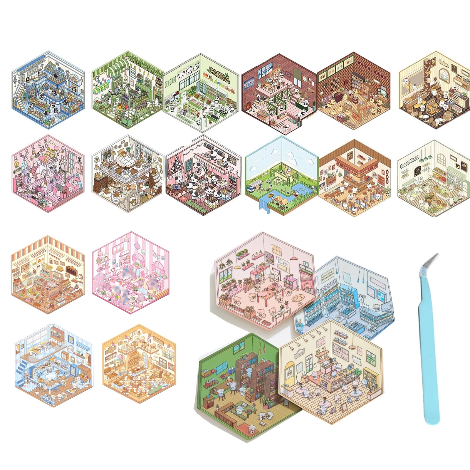 Isometric Room Stickers, Diy 3d House Stickers, 3d Sticker Scene ...