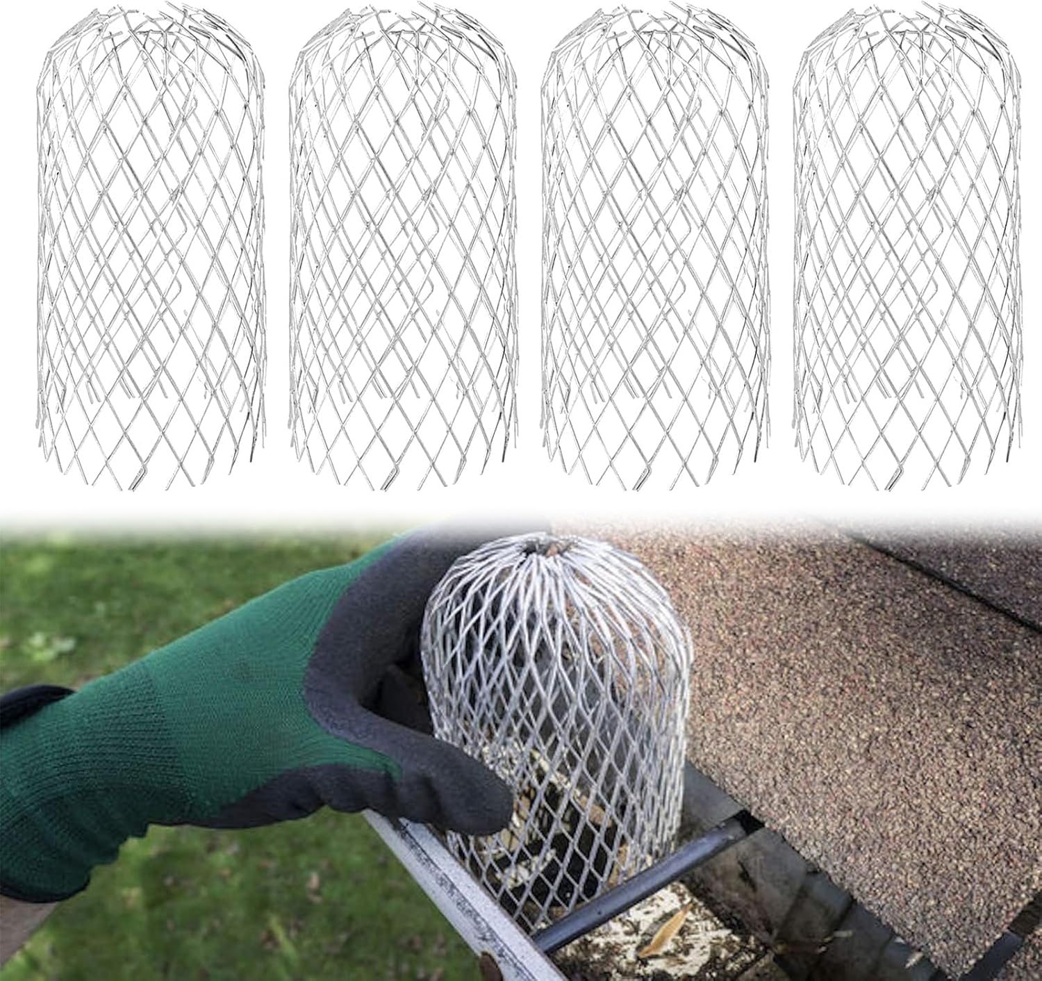 4 Pack Gutter Guard, Aluminum Gutter Guards Expandable Filter Strainer ...