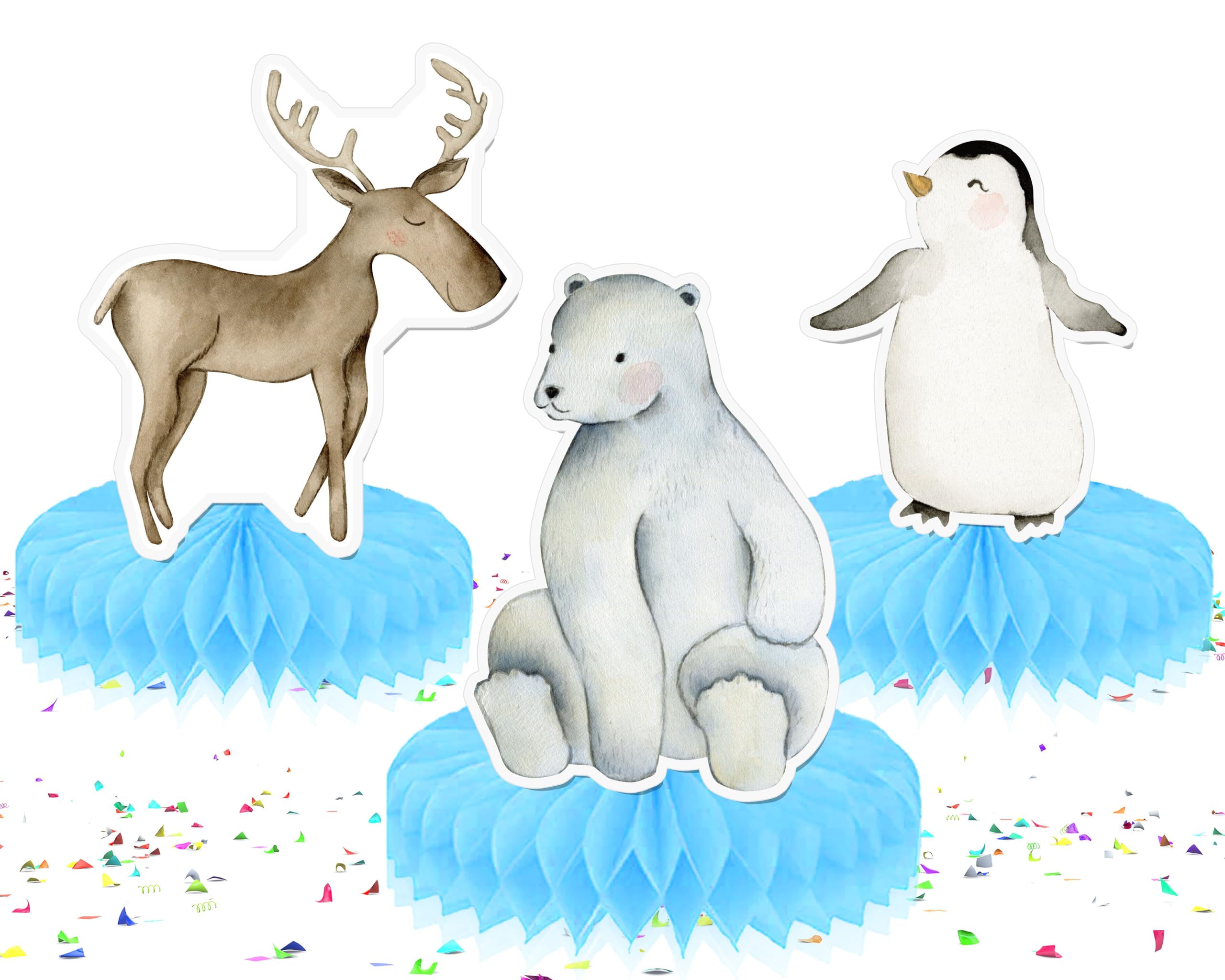 Amazon.com: Arctic Animals 5 Pcs Honeycomb Table Centerpieces - Bring ...