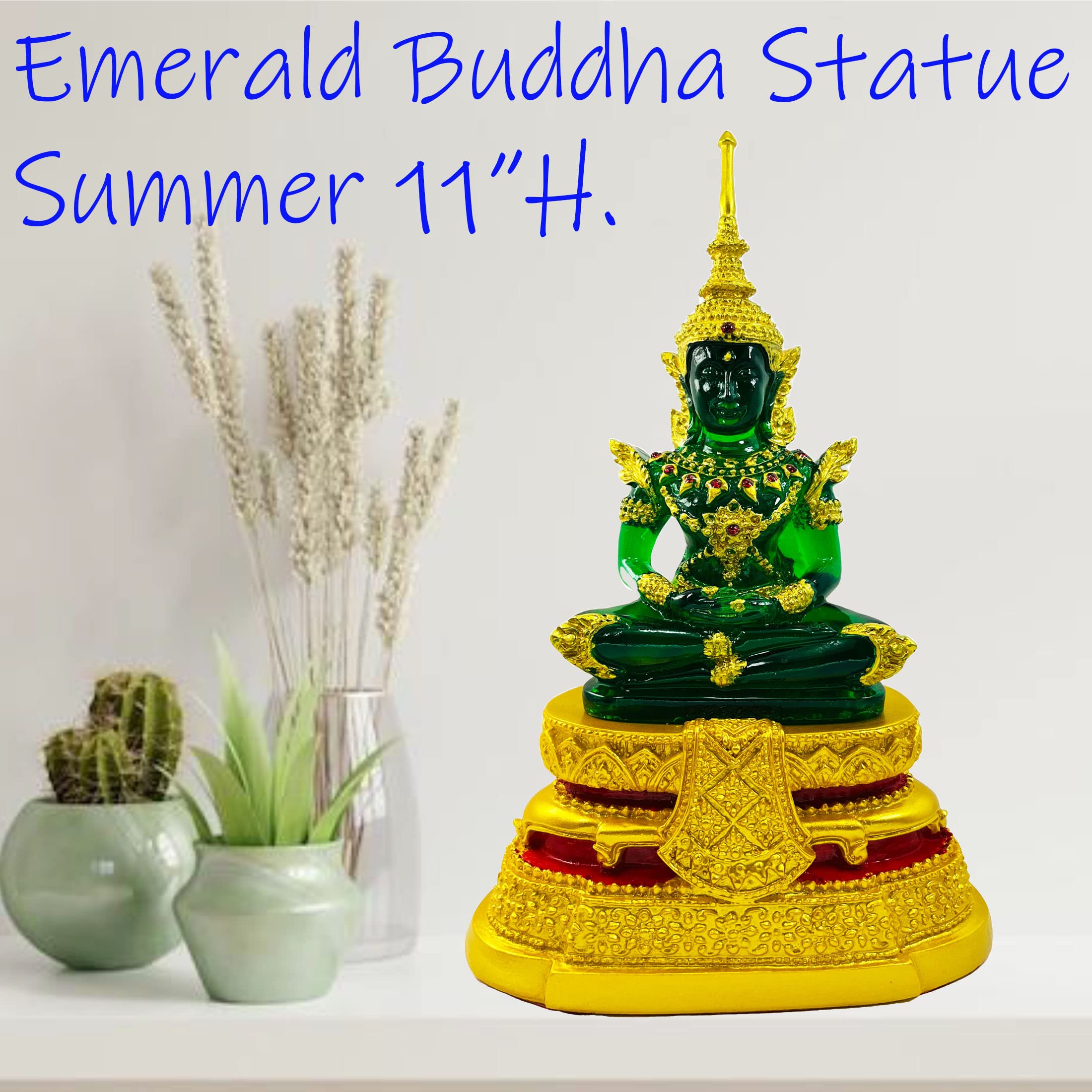 BUDDHO Emerald Buddha Statue Summer Meditating Seated 11" H. Thai ...