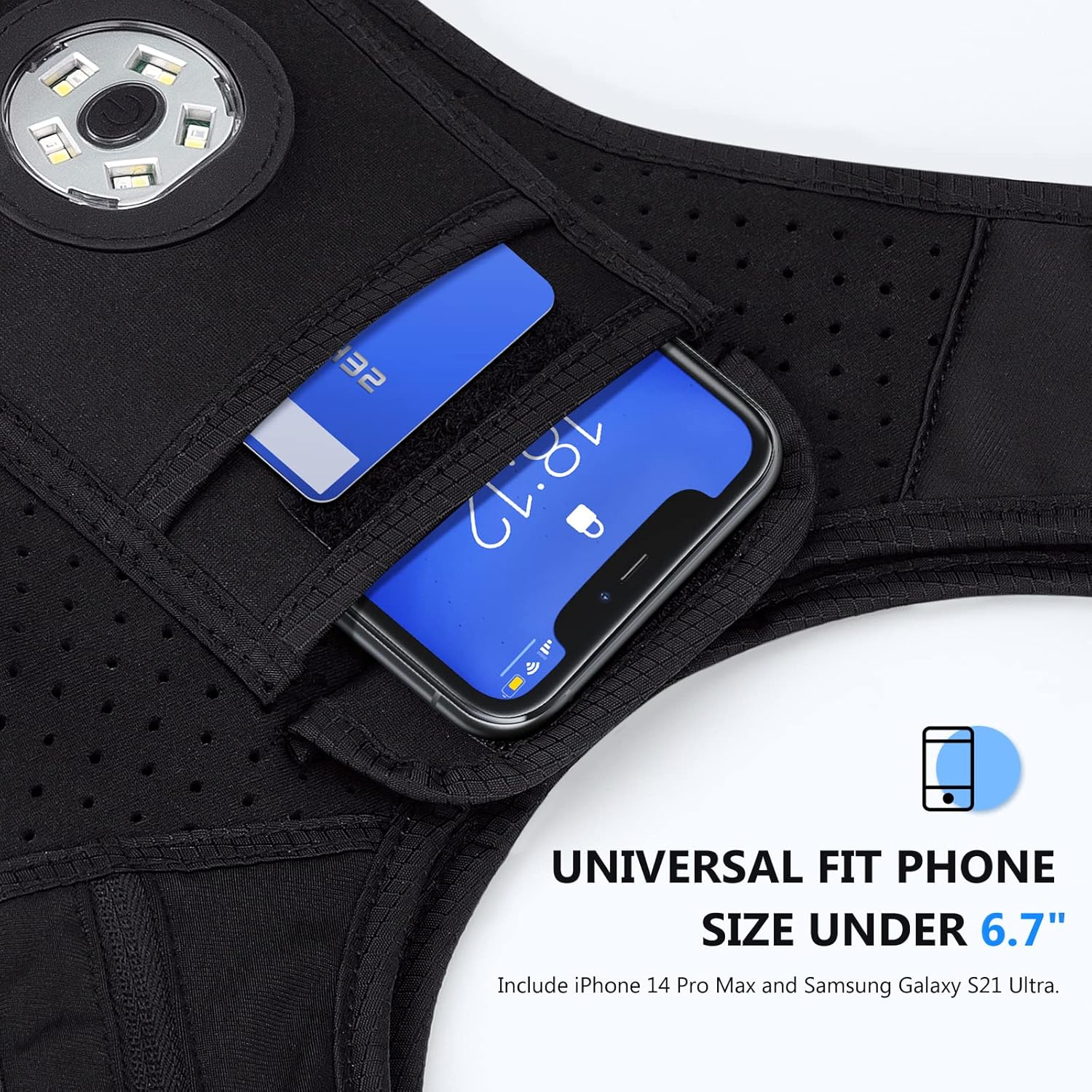 Simket Running Phone Holder Vest, LED Reflective Fitness Train Vest ...