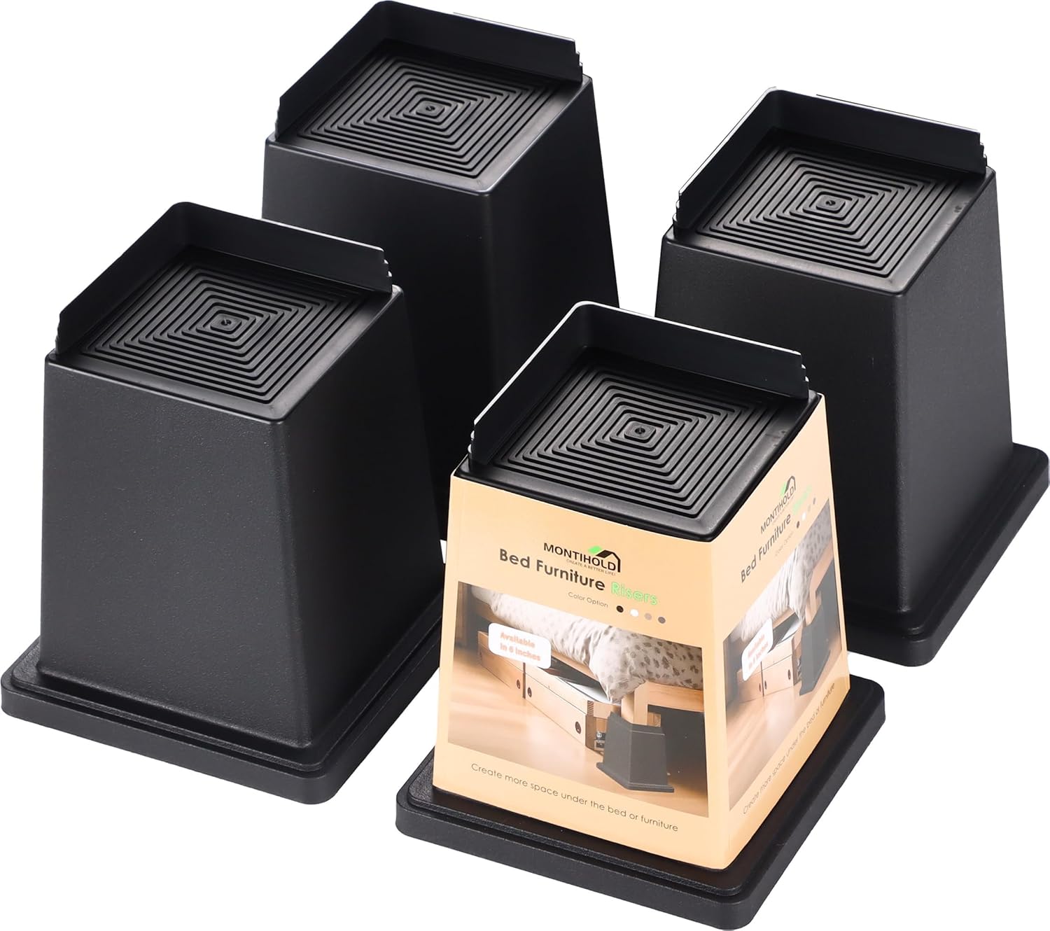 Amazon.com: MONTIHOLD Bed Risers, 6-Inch Heavy-Duty Furniture Risers ...