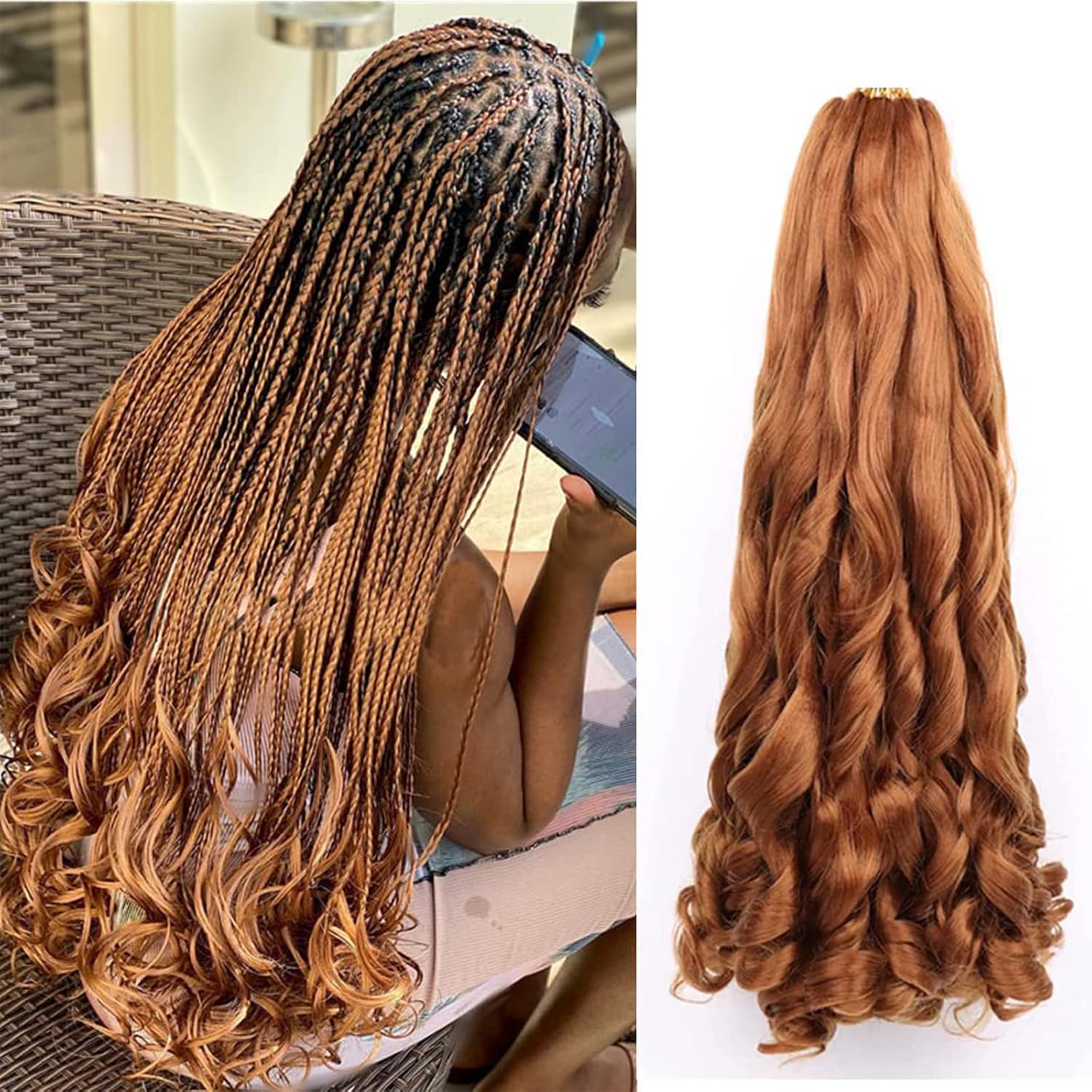 WoWCFyyds 8 Packs French Curl Braiding Hair 20 Inch Loose Wave Spiral ...