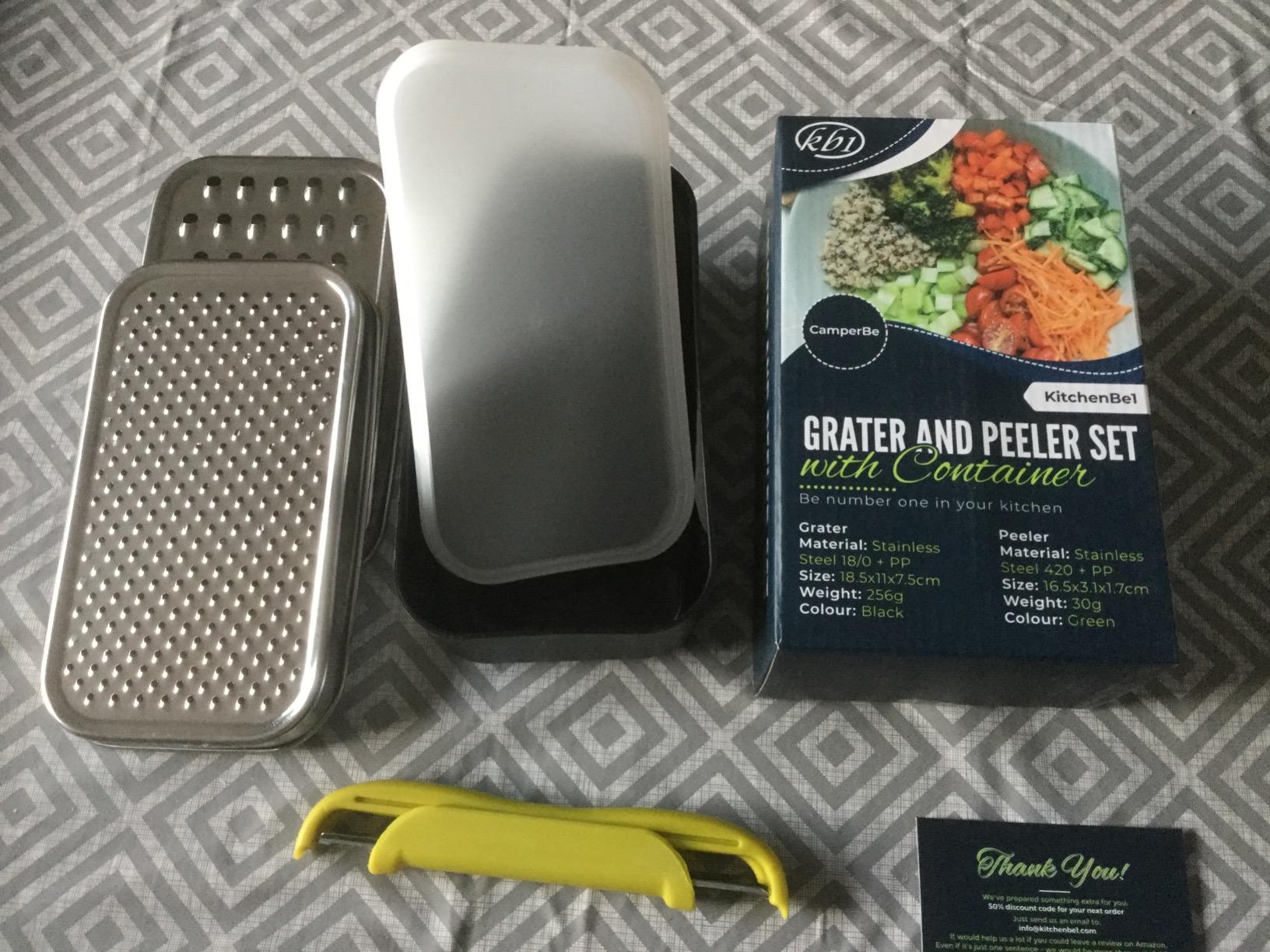 Cheese Grater with Container and Lid & Peeler Set - Vegetable Fruit ...