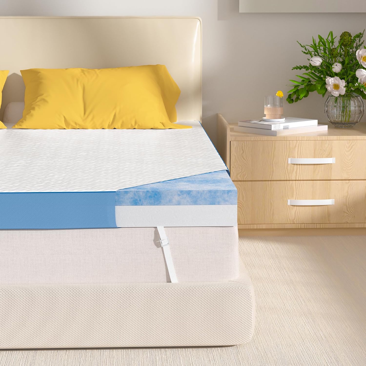 Amazon.com: 4 Inch King Mattress Topper White Memory Foam Mattress ...