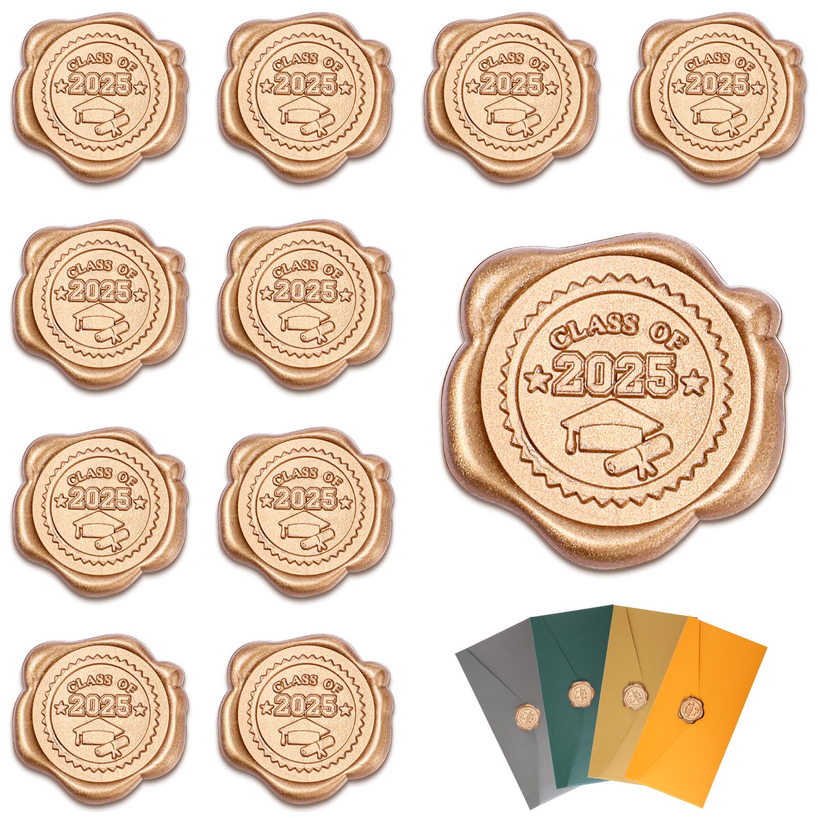 Snapklik.com : 50 Pcs Class Of 2025 Graduation Wax Seal Stickers Gold ...