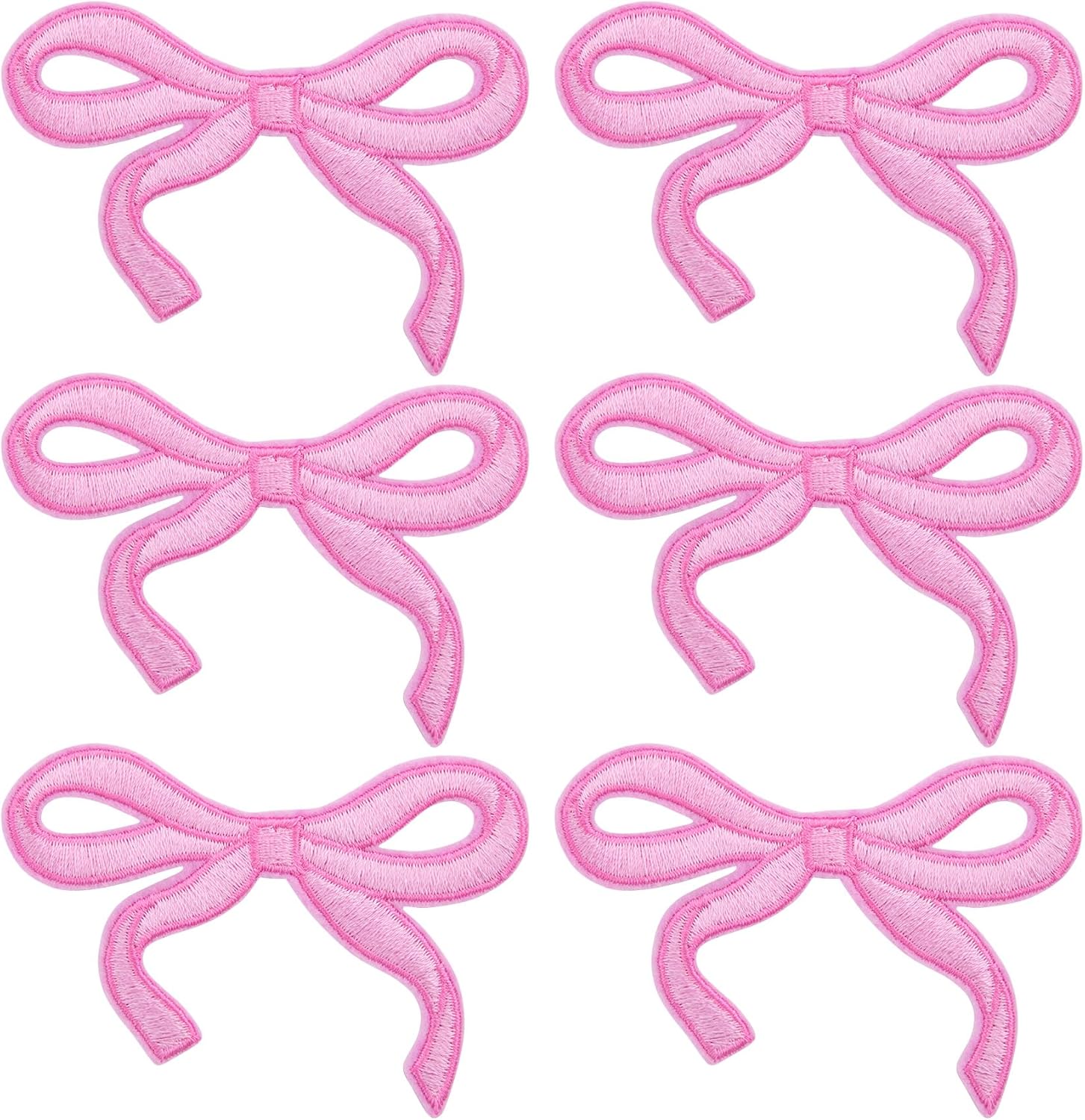 Amazon.com: BEIQIYA 6pcs Pink Bow Iron on Patches, Mini Bow Embroidered ...