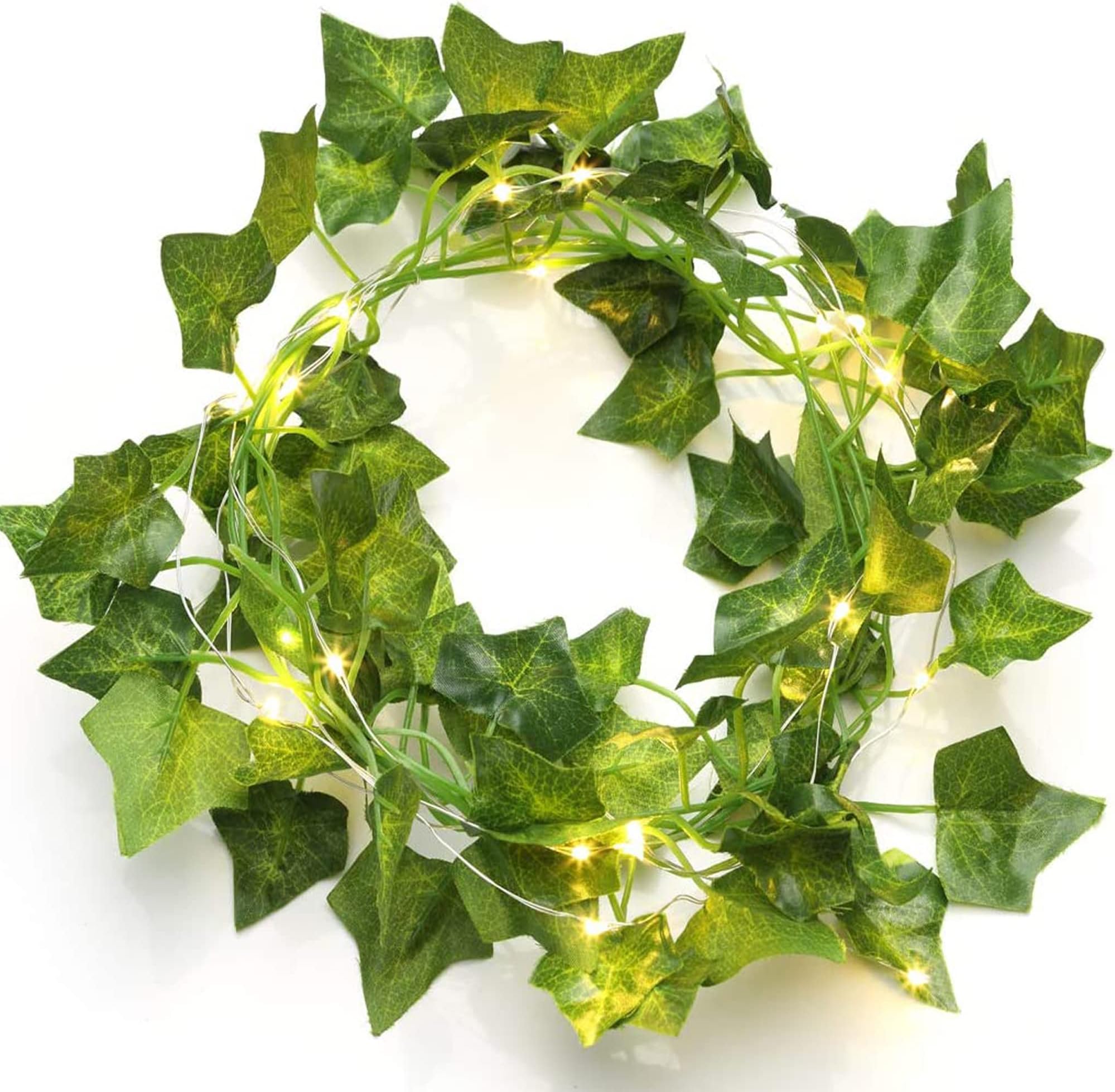 2M 20LED Leaf String Lights,Vine Fairy Lights Batteries Powered Green ...