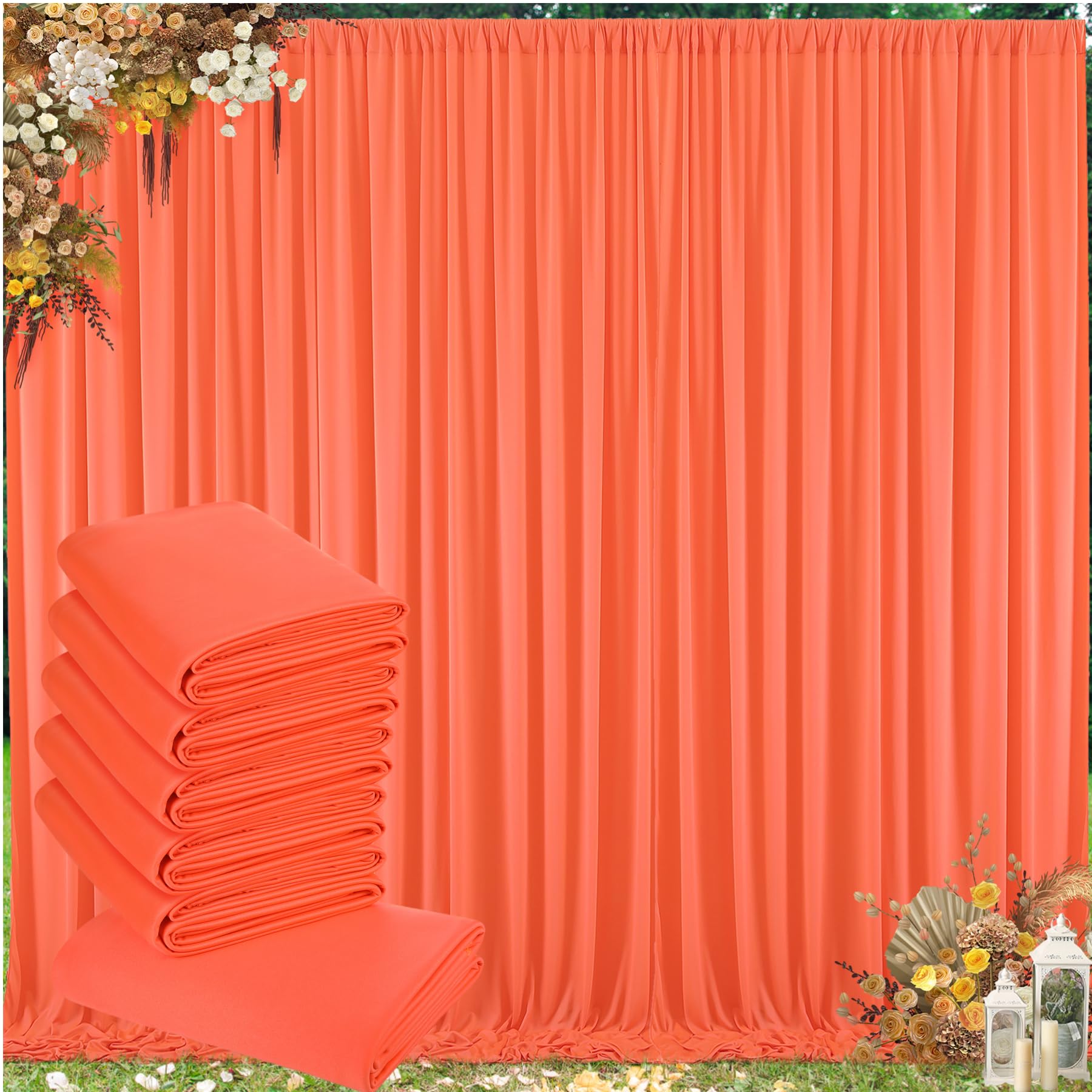 Amazon.com: 10 ft x 30 ft Wrinkle Free Orange Backdrop Curtain for ...