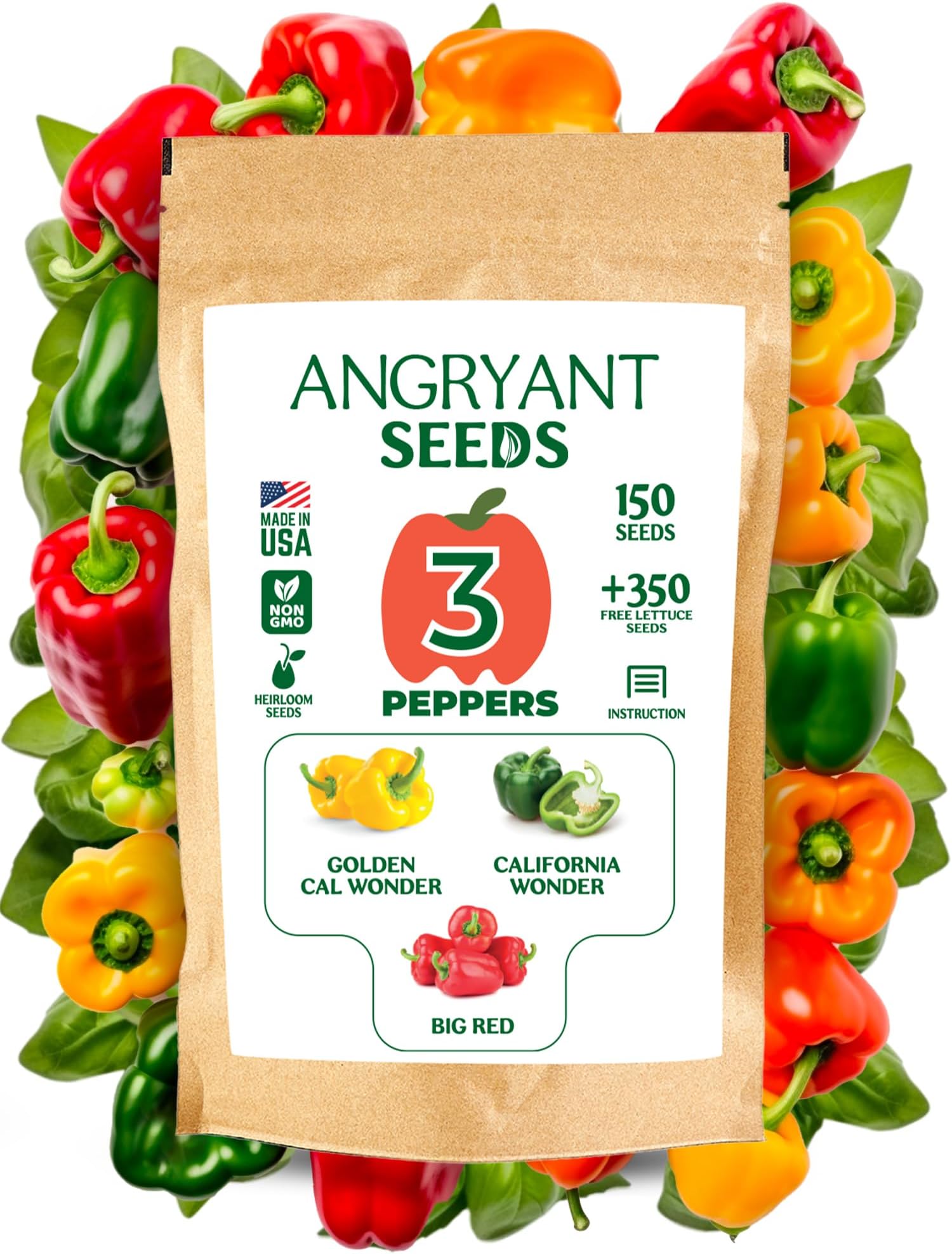 Amazon.com : 3 Bell Pepper Seeds for Planting - Non-GMO, Heirloom Red ...