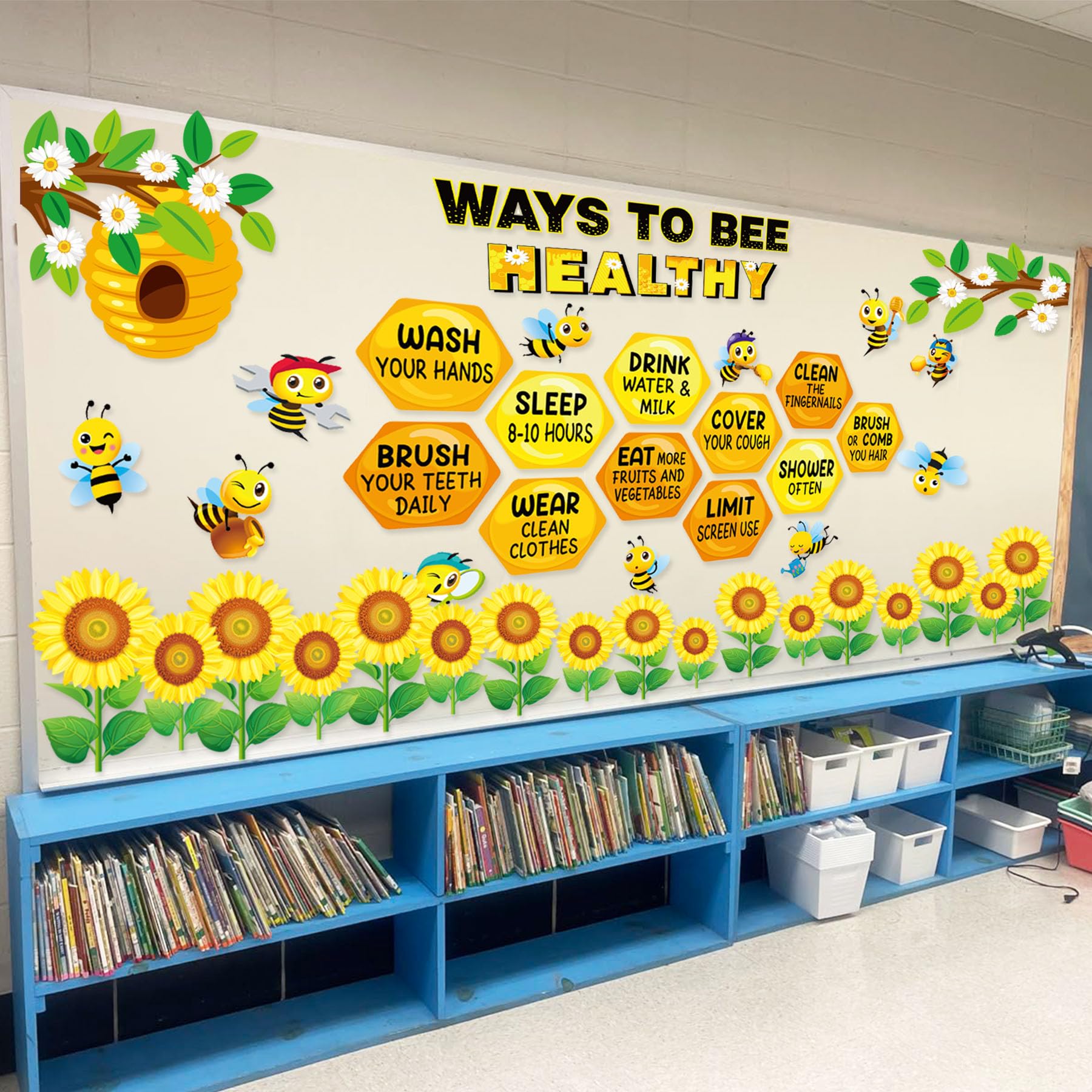 Snapklik.com : 53 Pieces Bee Healthy Bulletin Board Decorations ...