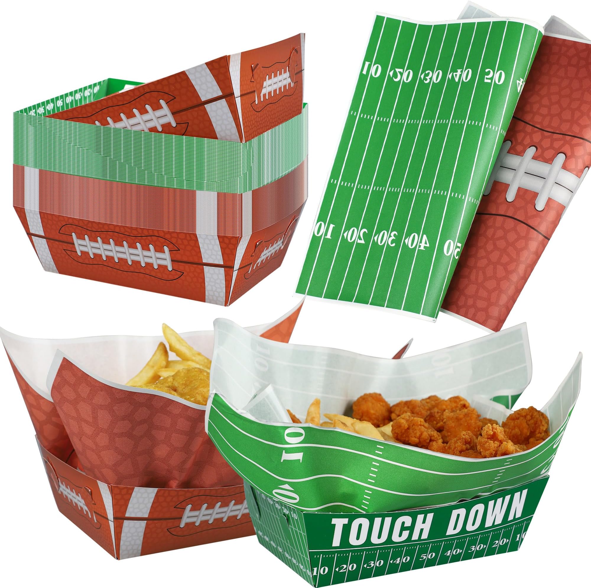 Amazon.com | 120 PCS Football Paper Food Trays Football Paper Bowls ...
