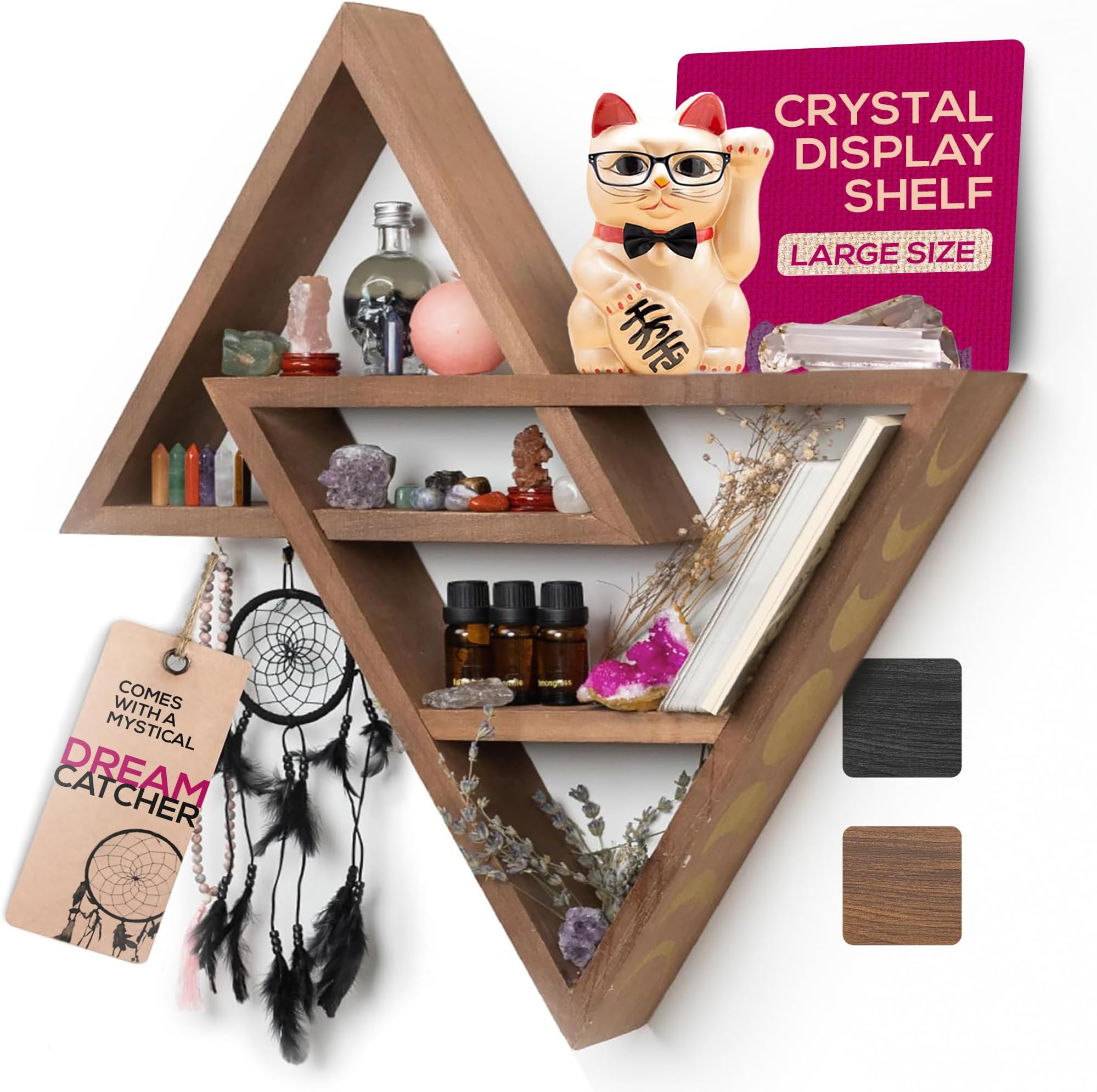 Amazon.com: FM Moon Phase Triangle Shelf with Hooks - Moon Shelf for ...