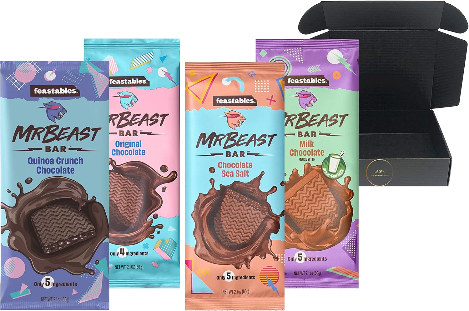 Feastables Mr Beast Chocolate Bar Bundle in a Custom Shadowlish Box ...