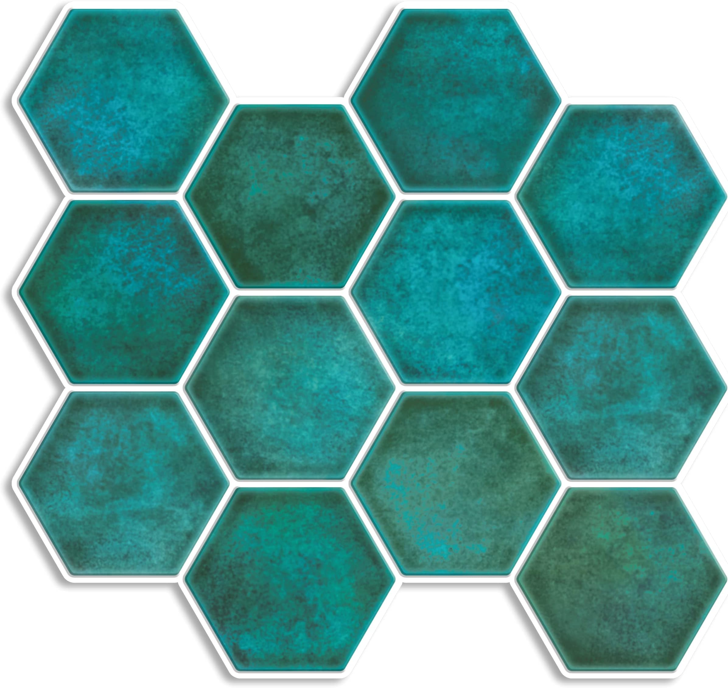Mosaicowall Teal Hexagon peel and Stick Wall Tile | Kitchen Backsplash ...