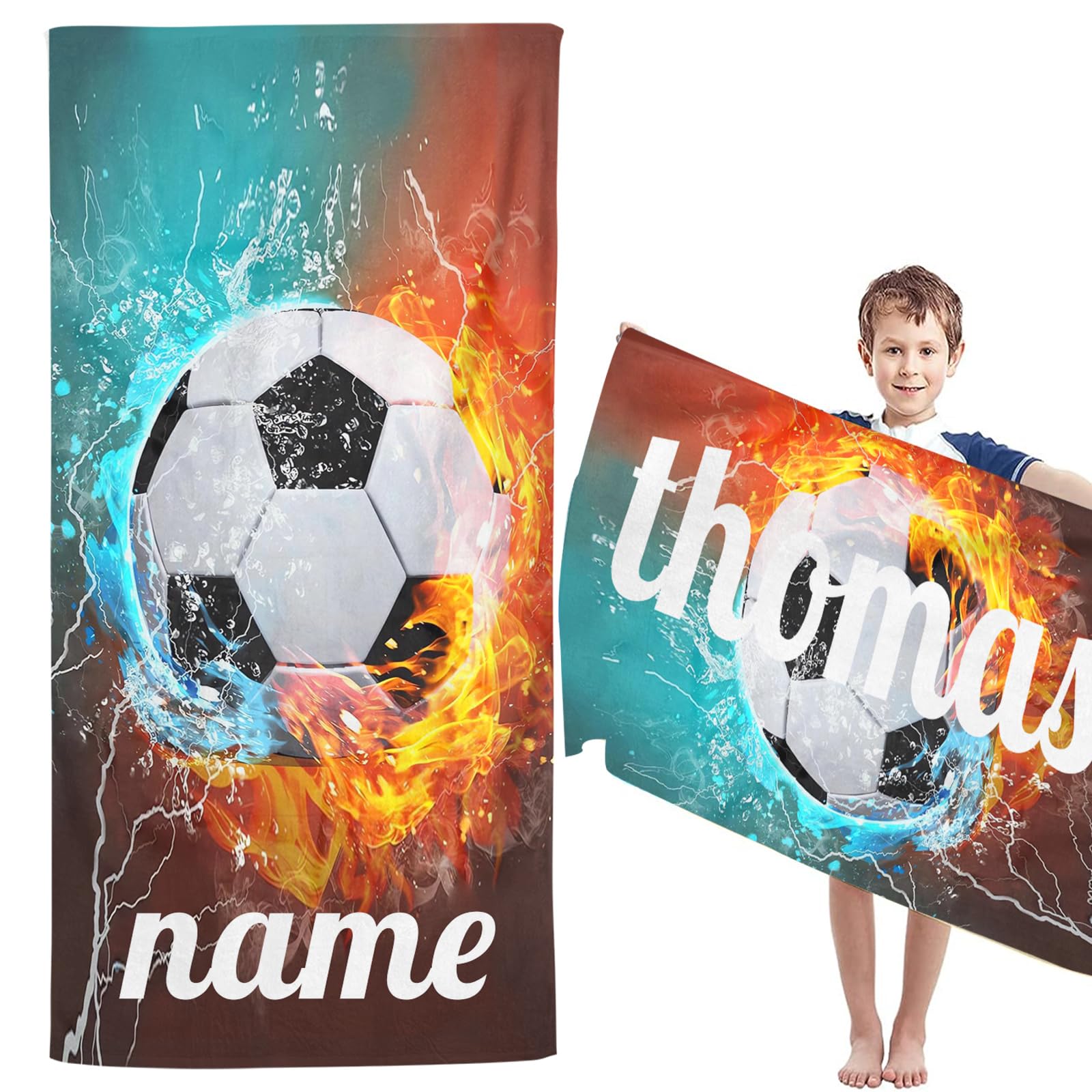 CYSYLQW Personalized Football Beach Towel with Name, Personalized ...
