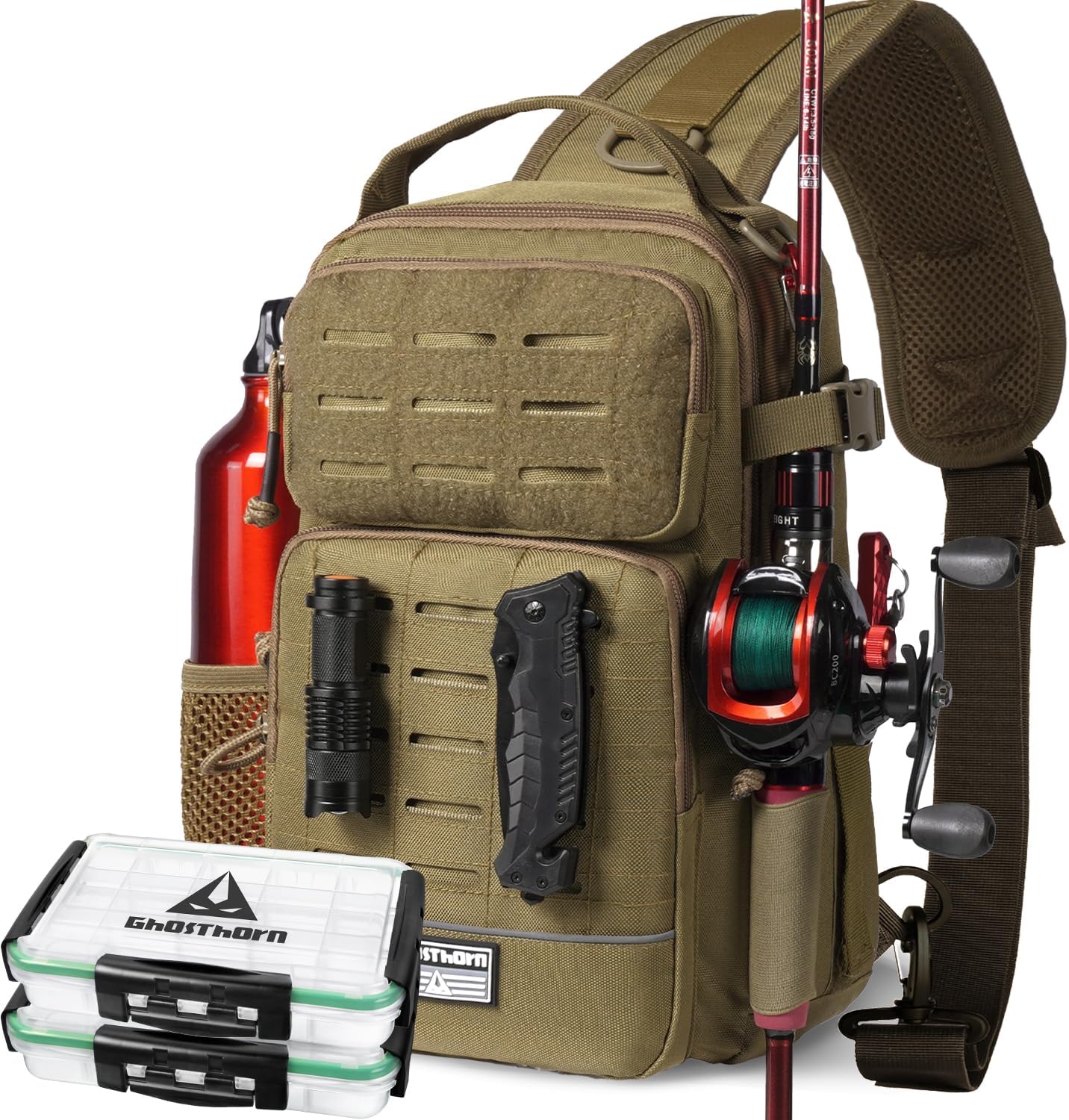 Amazon.com : Ghosthorn Fishing Backpack with 2 3600 Tackle Boxes ...