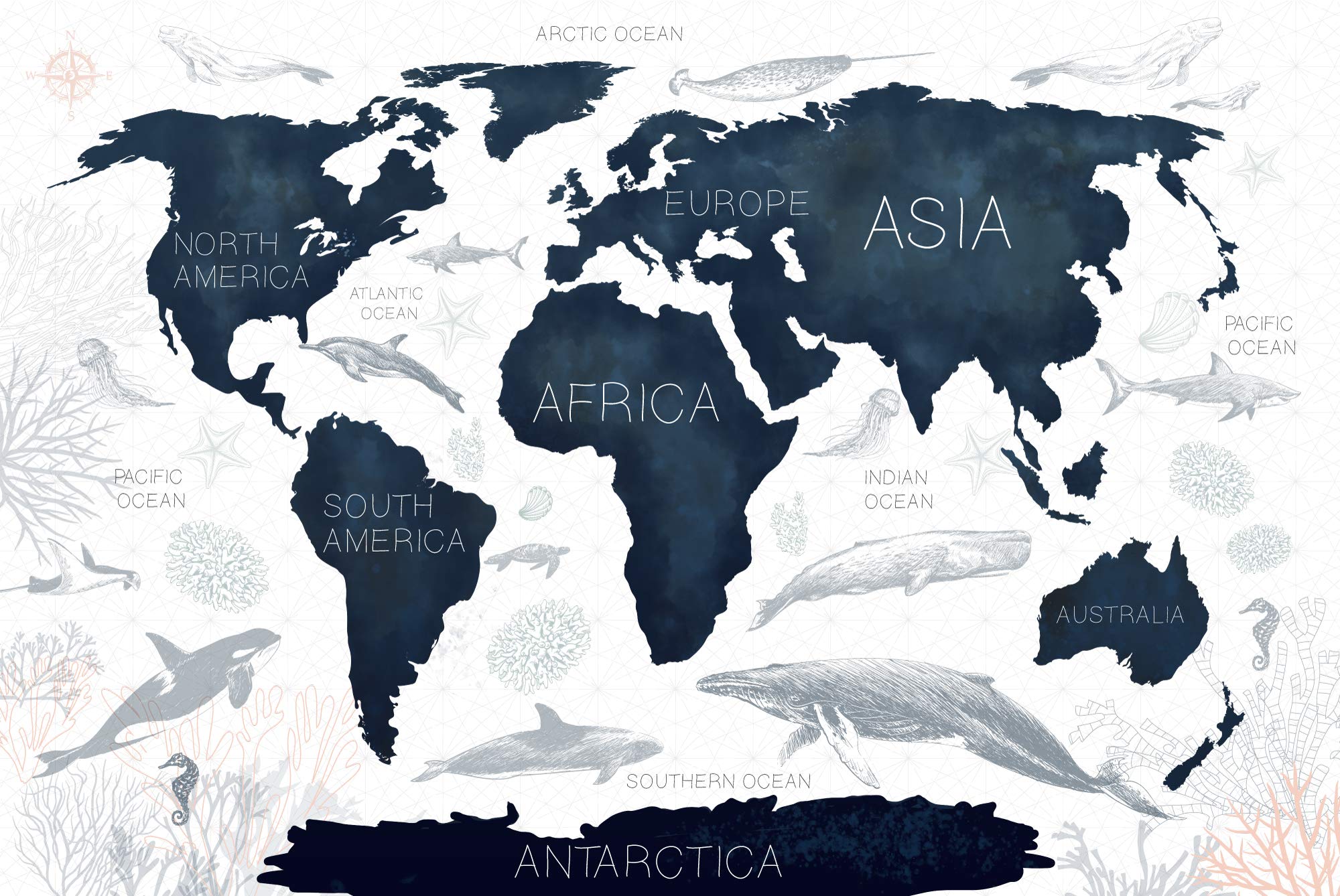 Multi Language Map Of The World Poster Chart Geography Kids | Desertcart GB