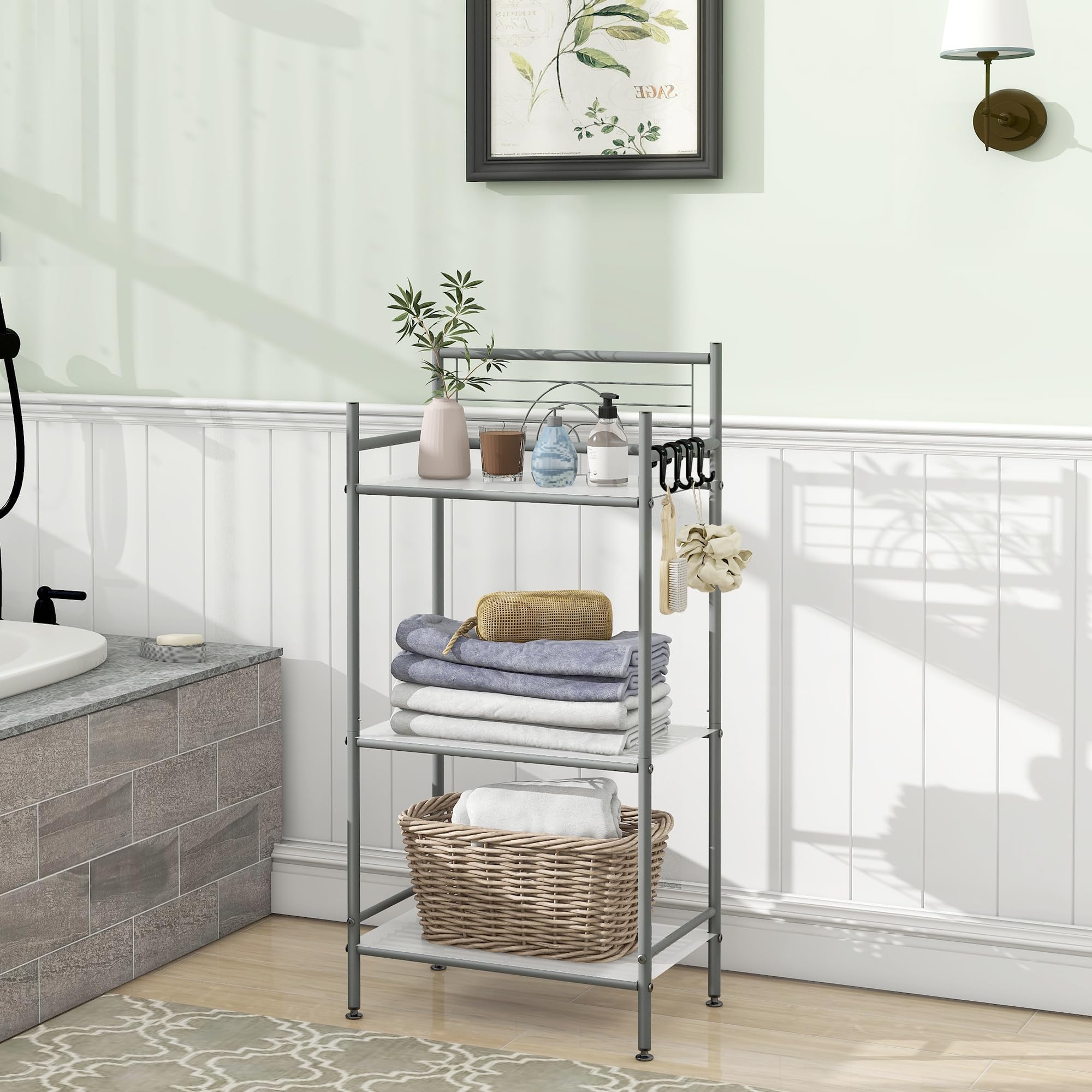 Amazon.com: OYEAL Bathroom Standing Shelf Bathroom Towel Storage 4 Tier ...