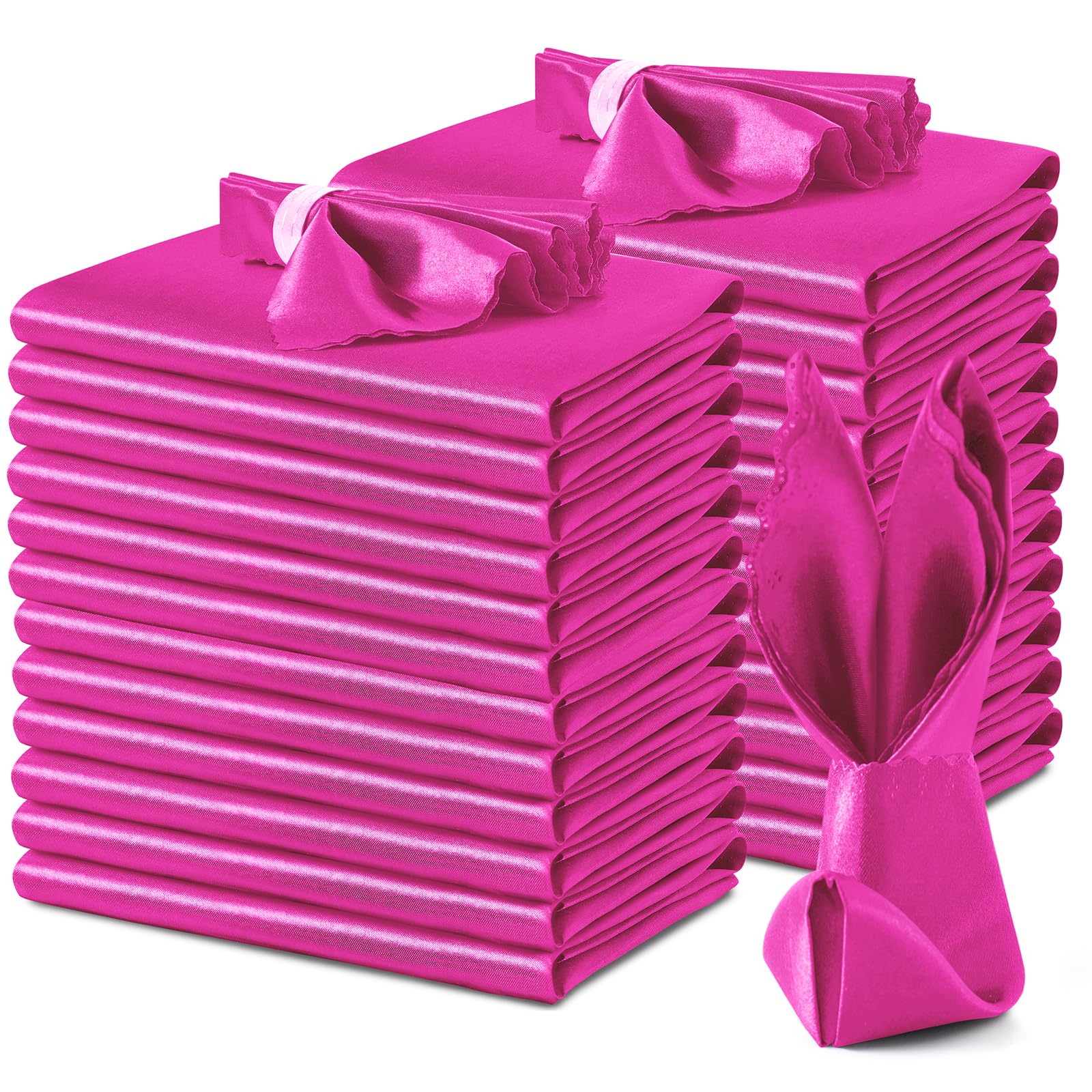 Amazon.com: VACVELT 24 Pack Hot Pink Satin Napkins 17x17 Inch Wedding ...
