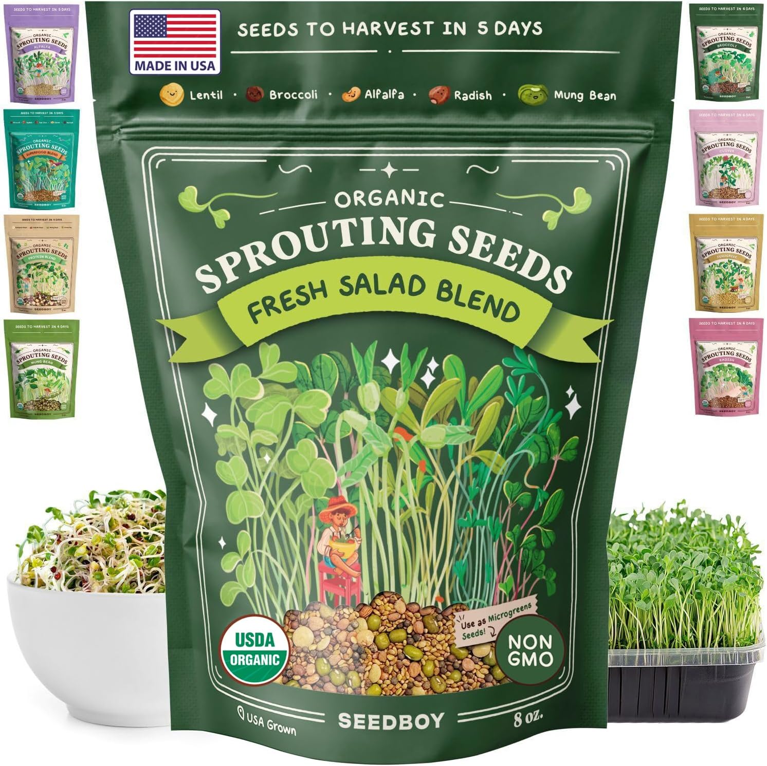 Amazon.com : Bulk Organic Buckwheat Sprouting & Microgreens Seeds – 2 ...