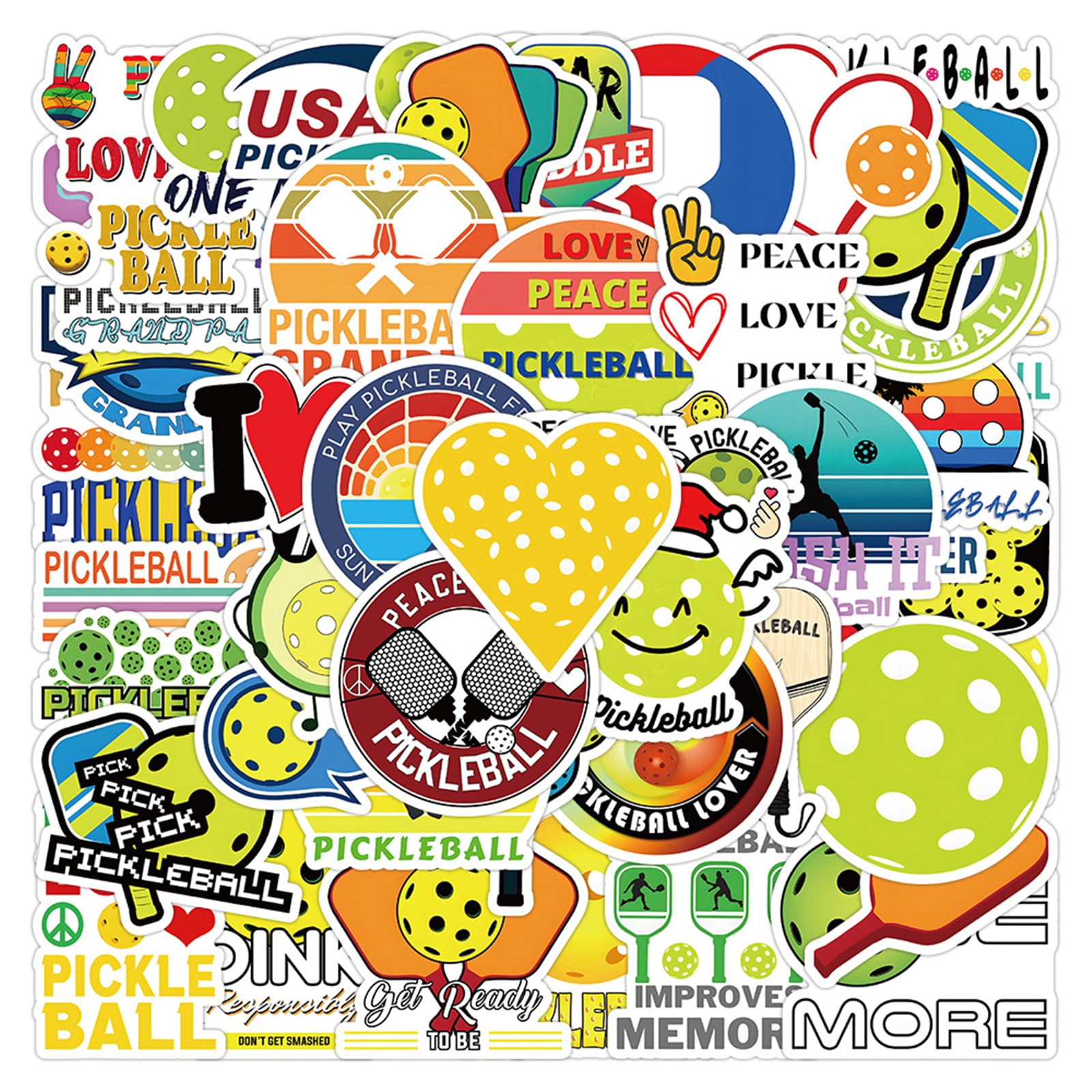 Amazon.com: Pickleball Stickers Ball Game Stickers 50PCS Love ...