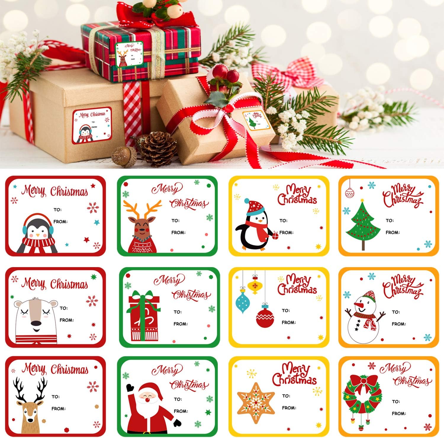 Amazon.com : STEFORD Christmas Self Adhesive Gift Labels,120PCS Xmas ...