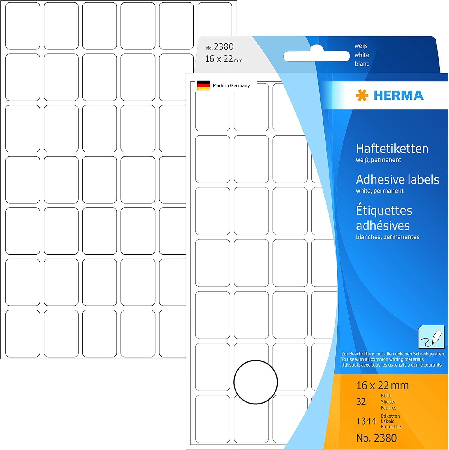 HERMA Multi Purpose Labels, 42 Labels per Sheet, 32 Sheets, 16 x 22 mm ...