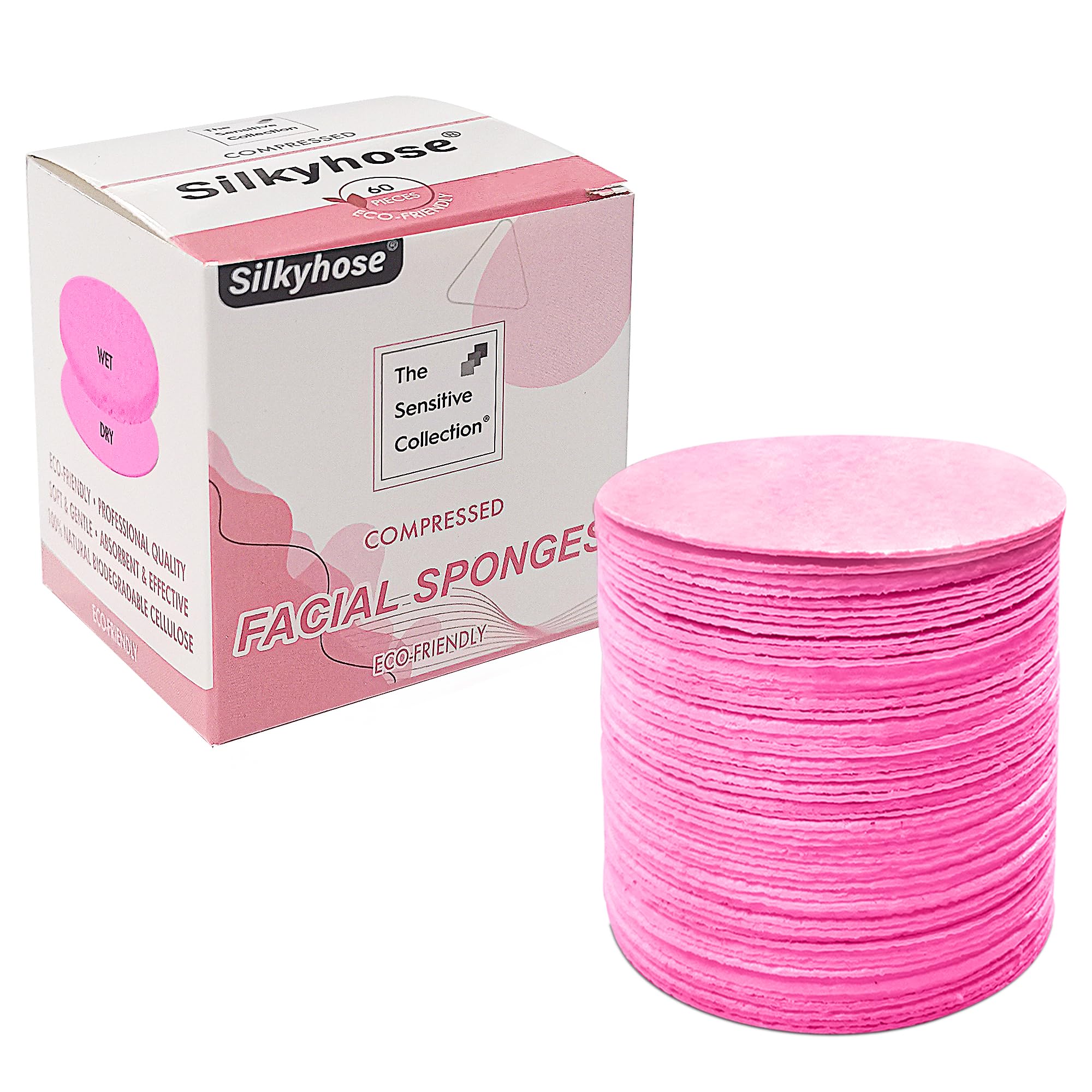 Amazon.com : Silkyhose 60-Count Compressed Facial Sponges 100% Natural ...