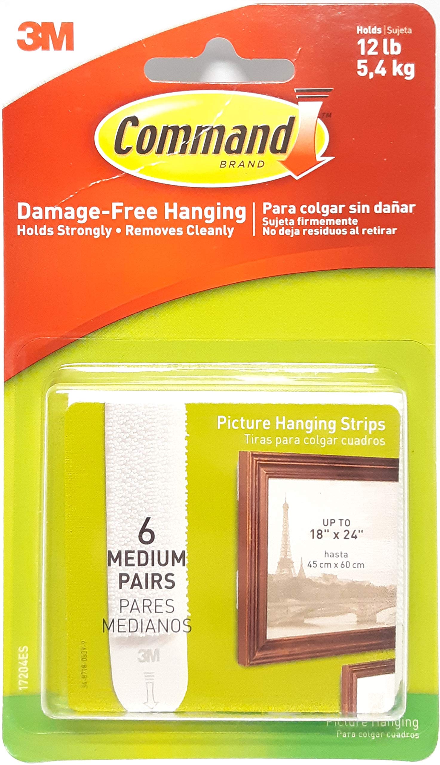 Amazon.com: Command Strips 17204 Picture Hanger Strips Medium 6 Pairs ...