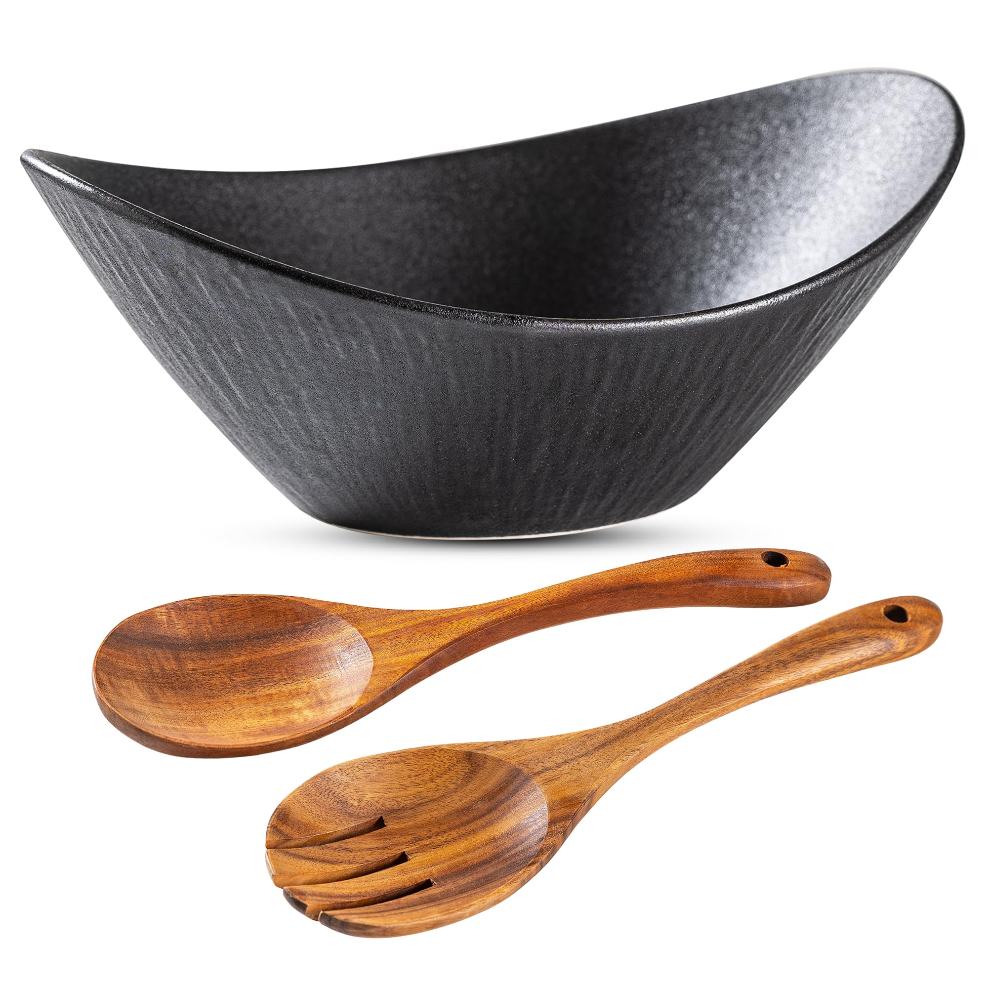 Amazon.com | Ceramic Large Elegant Ceramic Oval Salad Bowl Set with ...