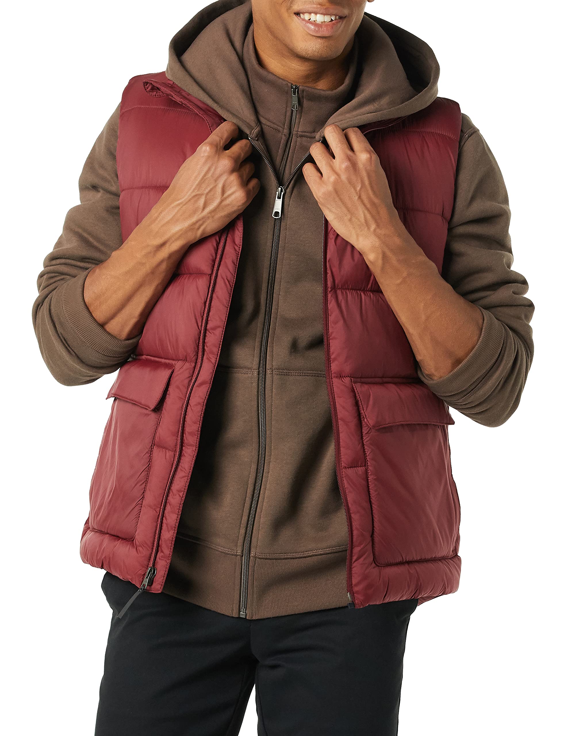 Amazon Essentials Men's Water-Resistant Sherpa-Lined Puffer Vest Small ...