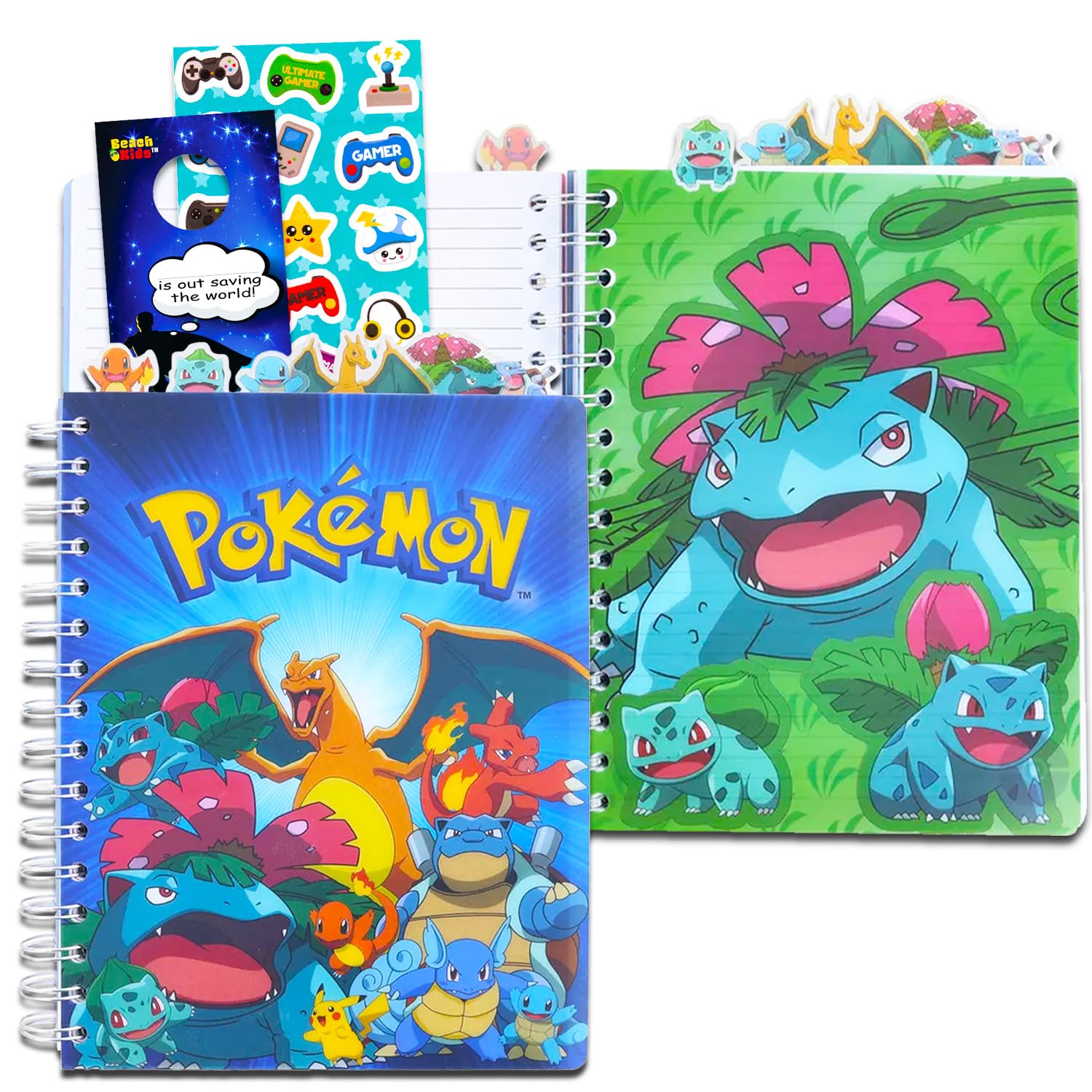 Pokemon Notebook Set for Boys - Bundle with Tabbed Journal, Stickers ...