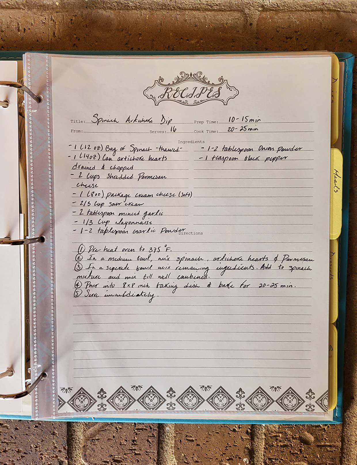 $8/mo - Finance COFICE Recipe Binder – 8.5x11 3 Ring Blank Family ...