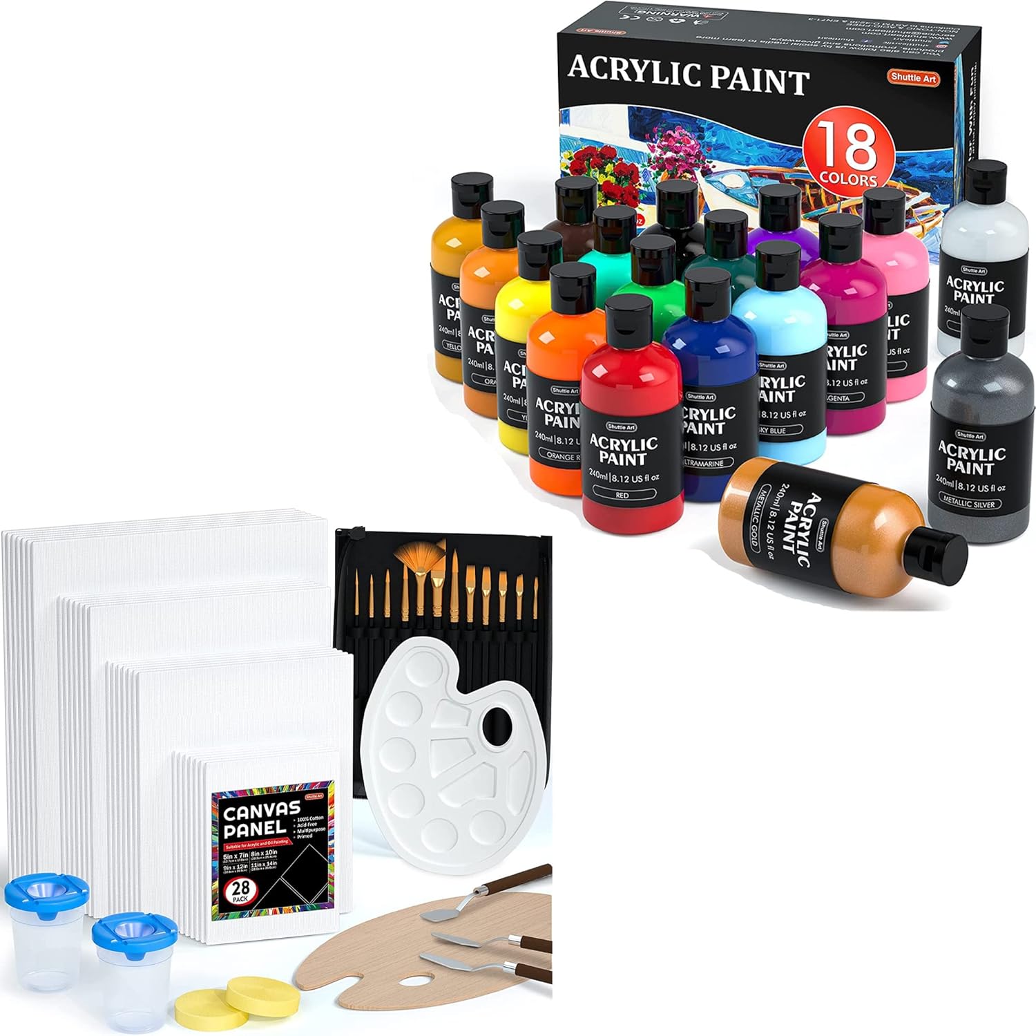 Amazon.com: Shuttle Art Canvas Panels and Acrylic Paint Bundle, Art ...