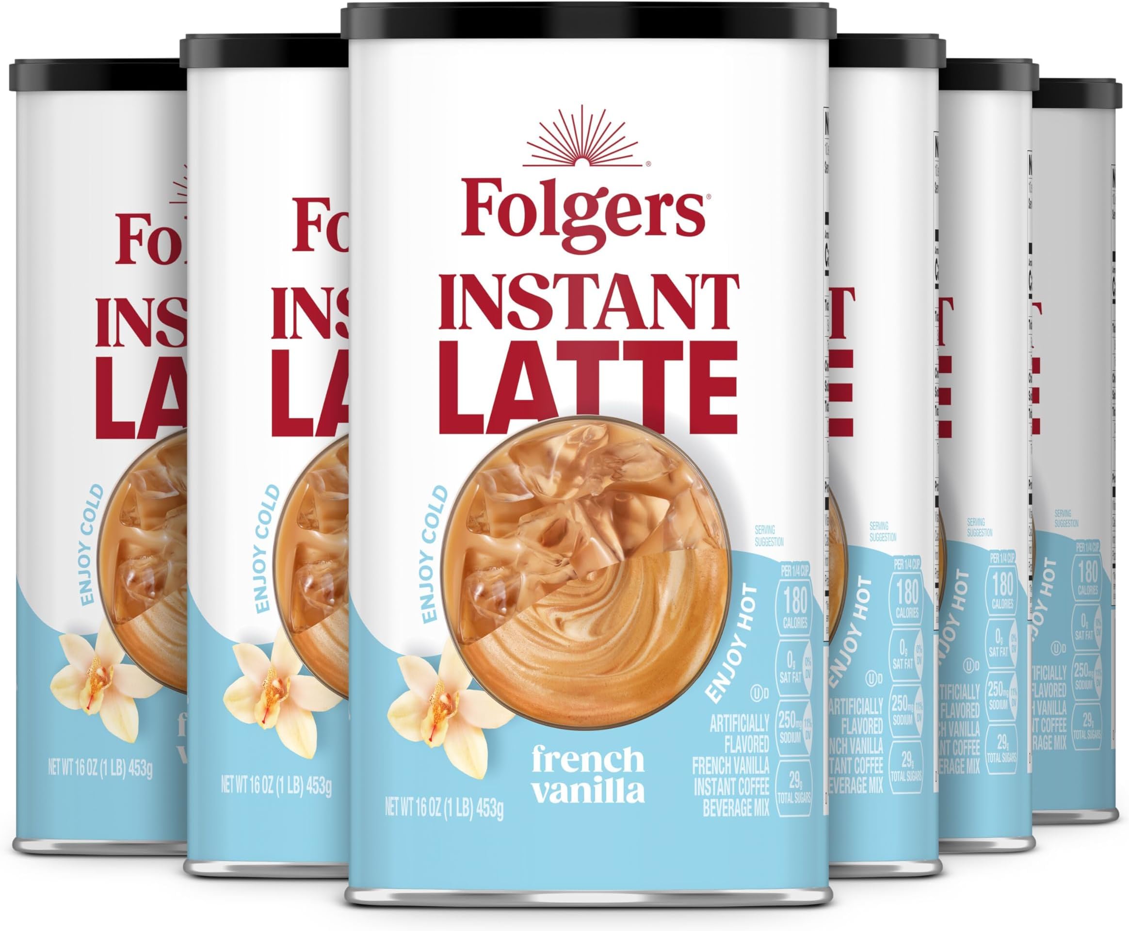 Amazon.com : Folgers French Vanilla Flavored Instant Latte, 16 Ounce ...