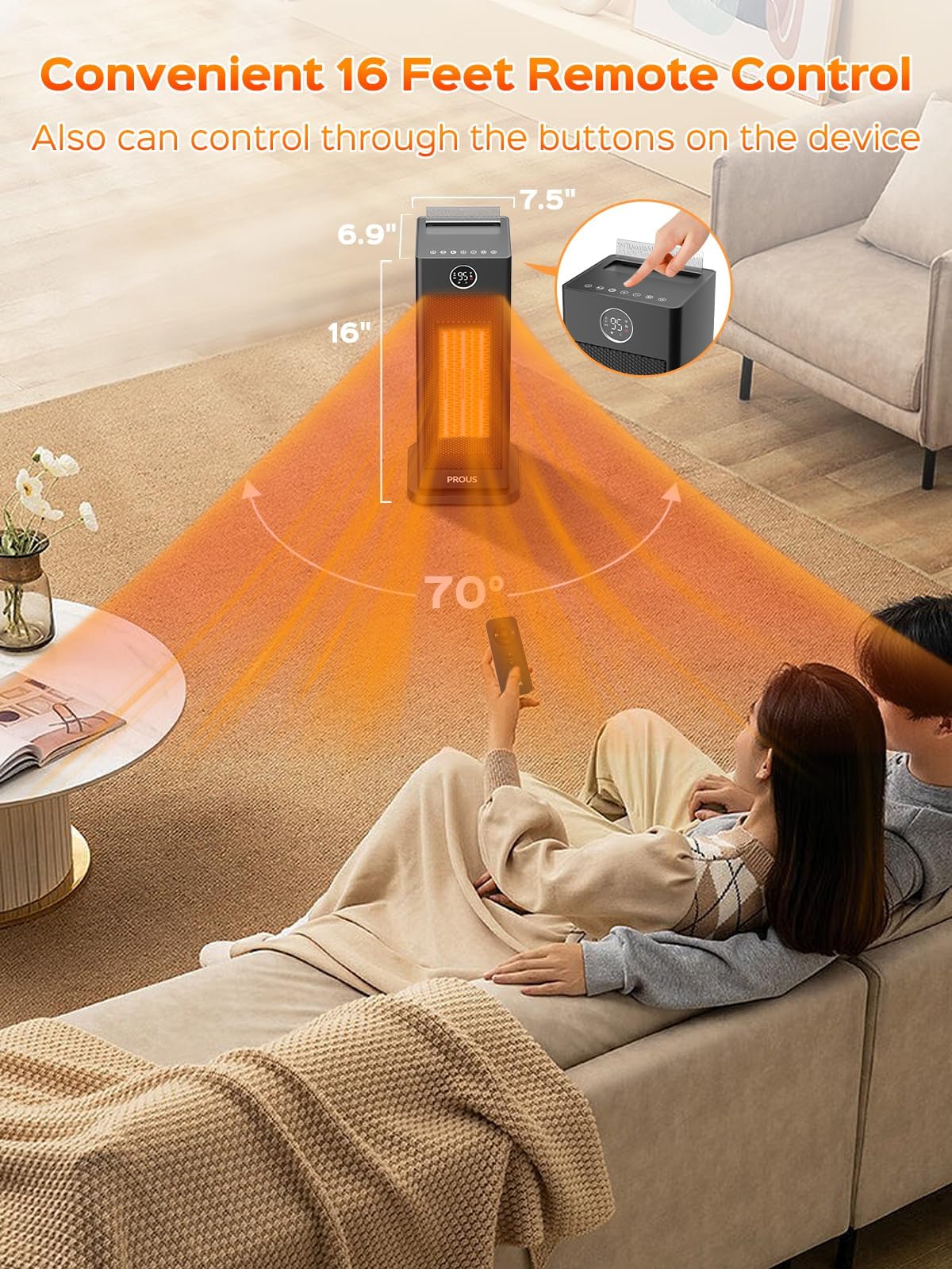 PROUS Space Heaters for Indoor Use, 2023 Upgraded PTC Space Heater ...