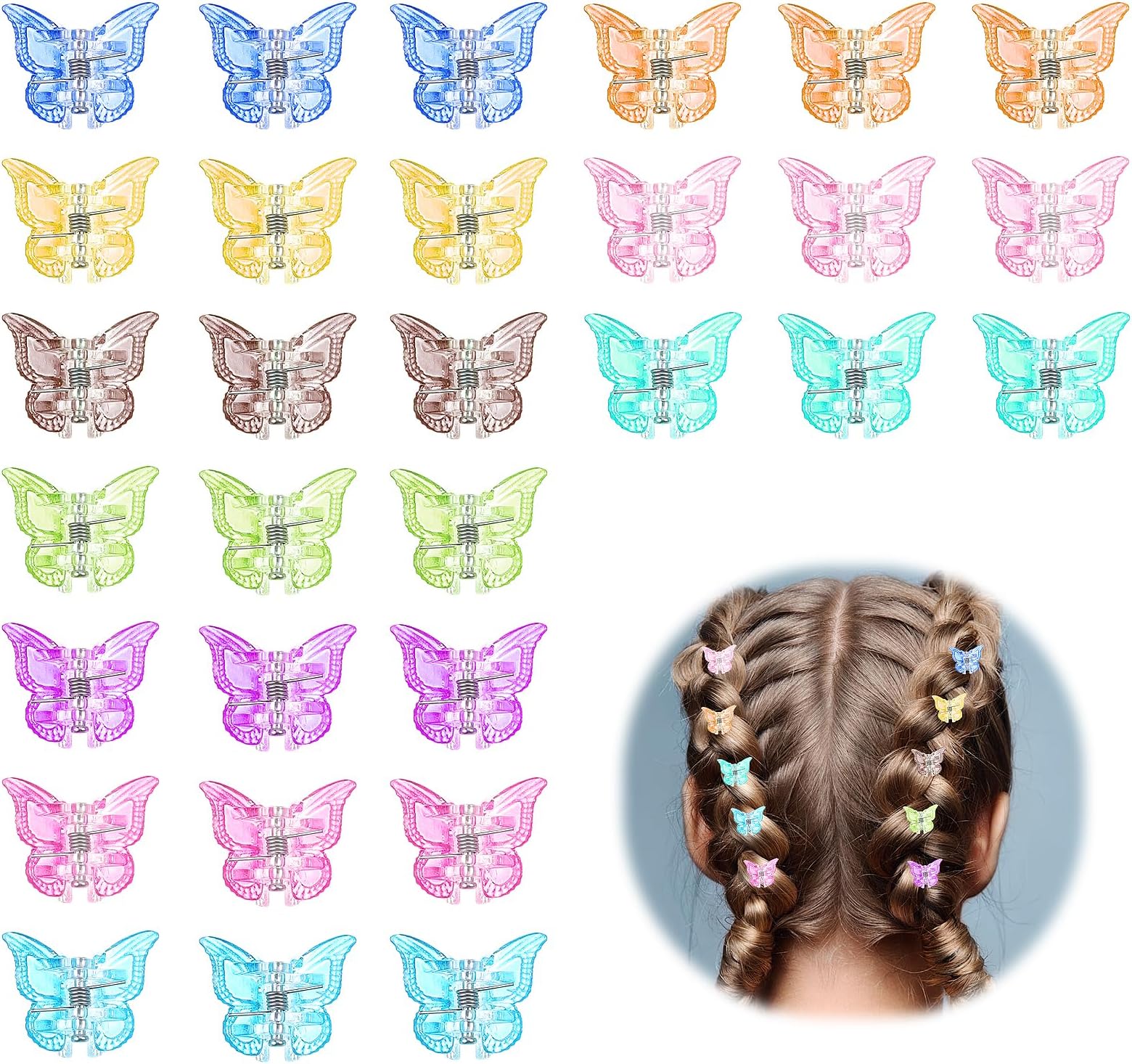 Amazon.com : Tyqour 30pcs Colorful Small Mini Hair Butterfly Clips for ...