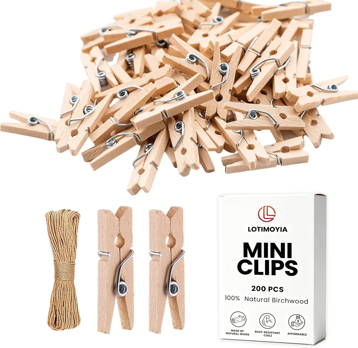 Amazon.com: LOTIMOYIA Mini Clothes Pins 200 Pcs - 1" Wooden Clothespins ...