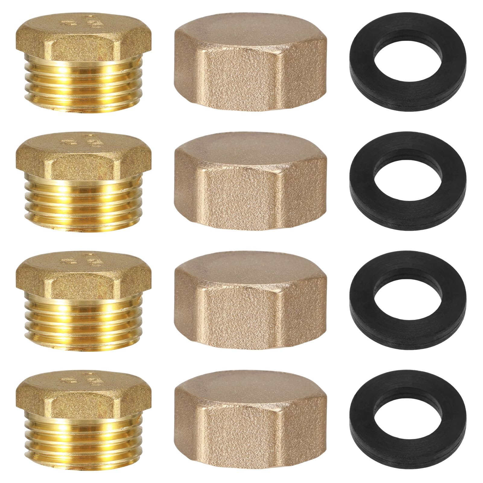 8 Stück Blindstopfen 3/4 Zoll Verschlusskappe Messing Kappe mit ...