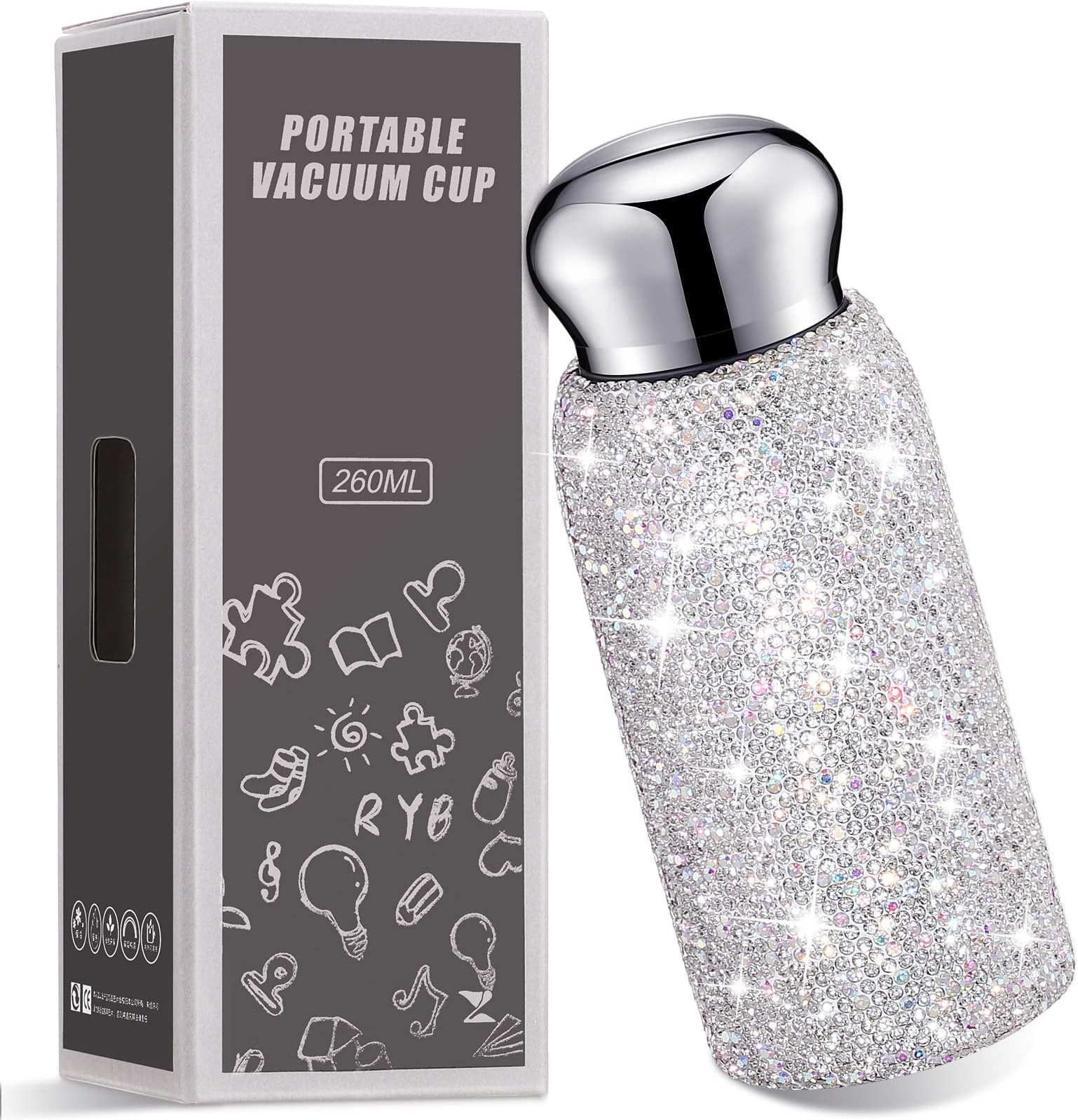 Amazon.com: helegeSONG TOLUON Diamond Water Bottle, Stainless Steel ...