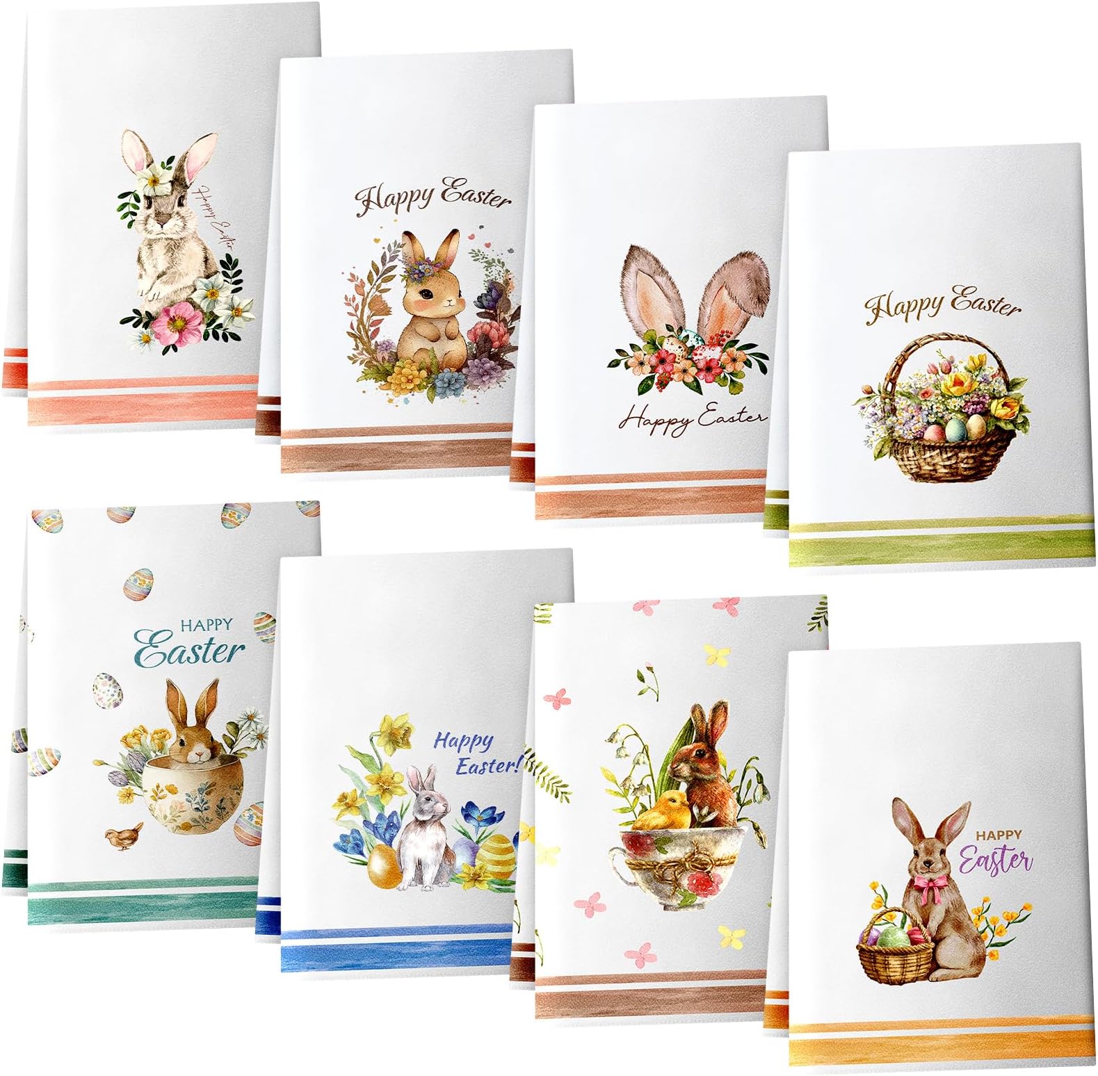 Amazon.com: Mixweer 8 Pack Easter Kitchen Towels Hand Towels Bunny Dish ...