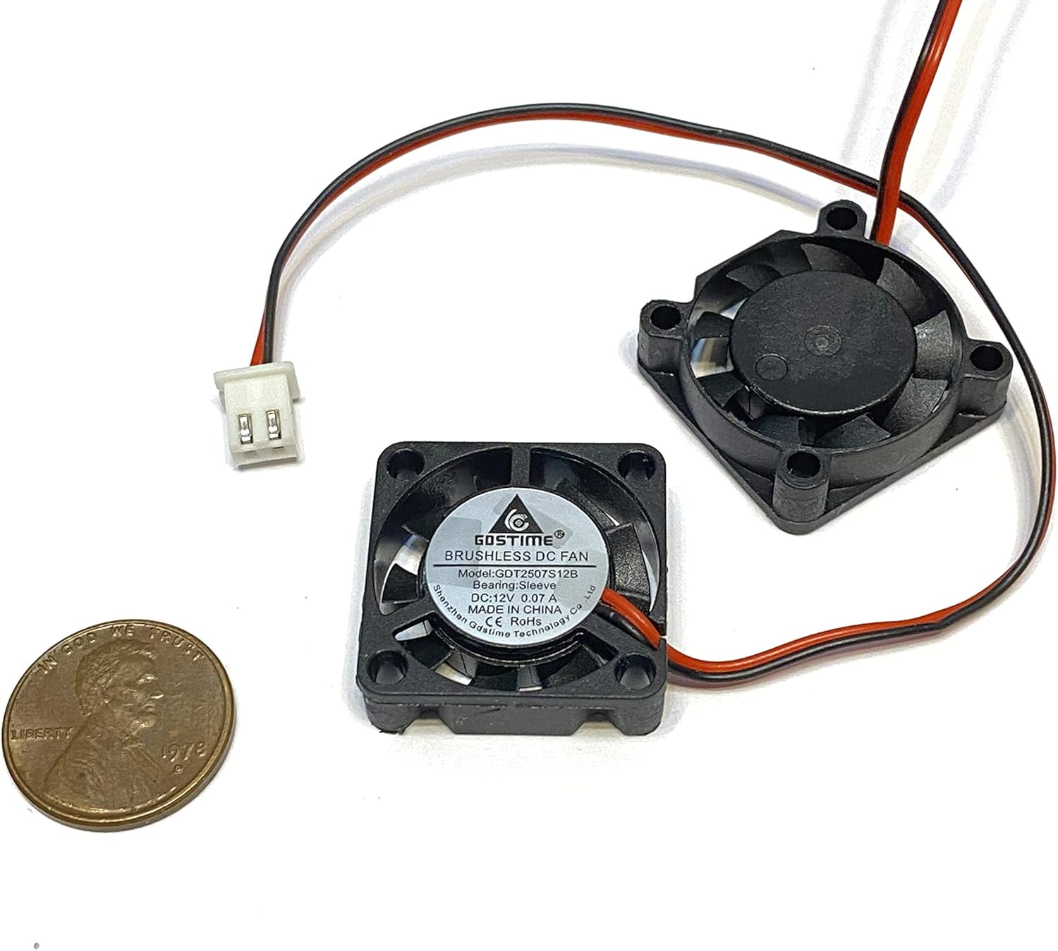 Amazon.com: 2 Pieces 12v Fan mini 25mm x 7mm 2pin 2507 dc mini micro ...