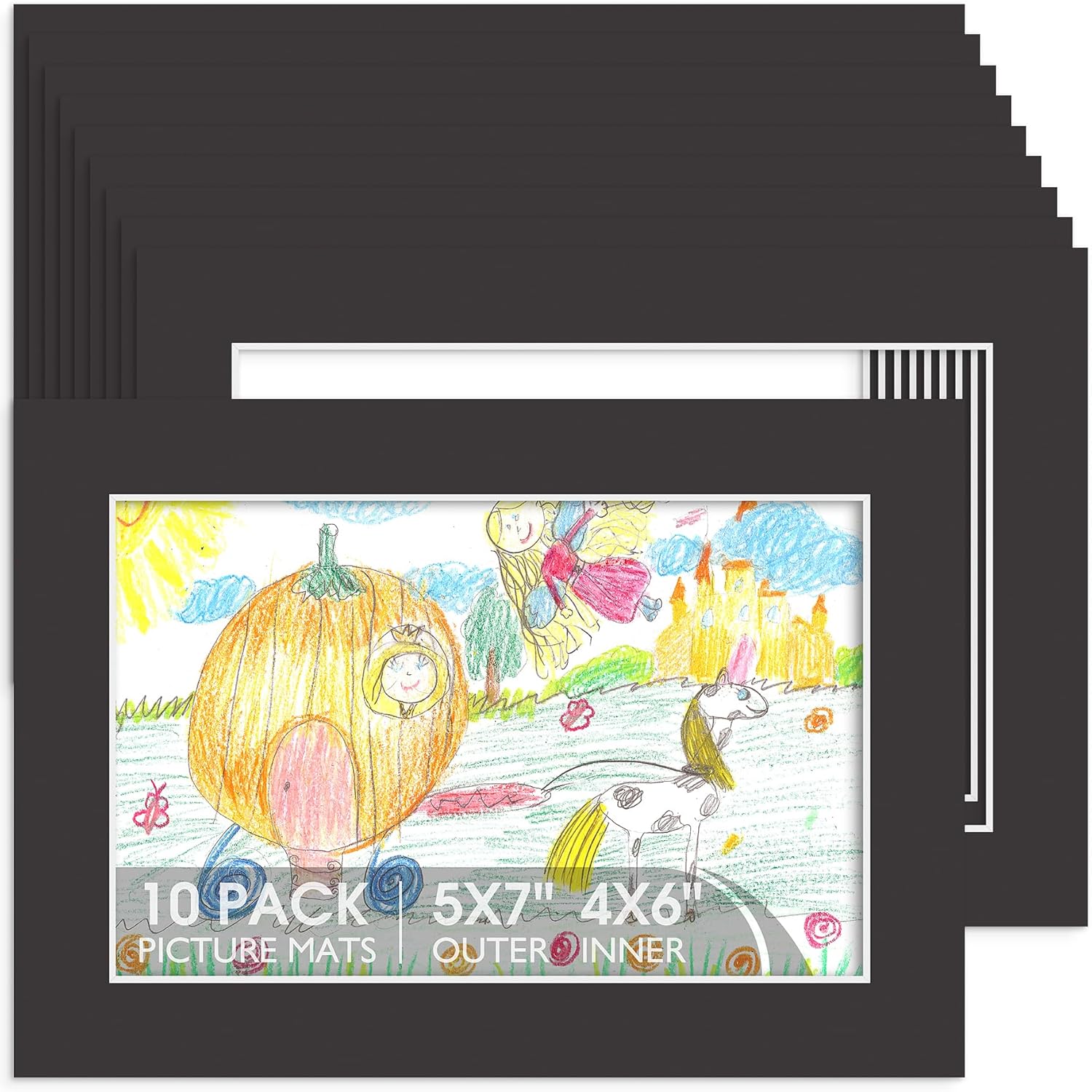 Amazon.com: Space Art Deco, 10 Pack Picture Frame Mats, 5x7 Black ...