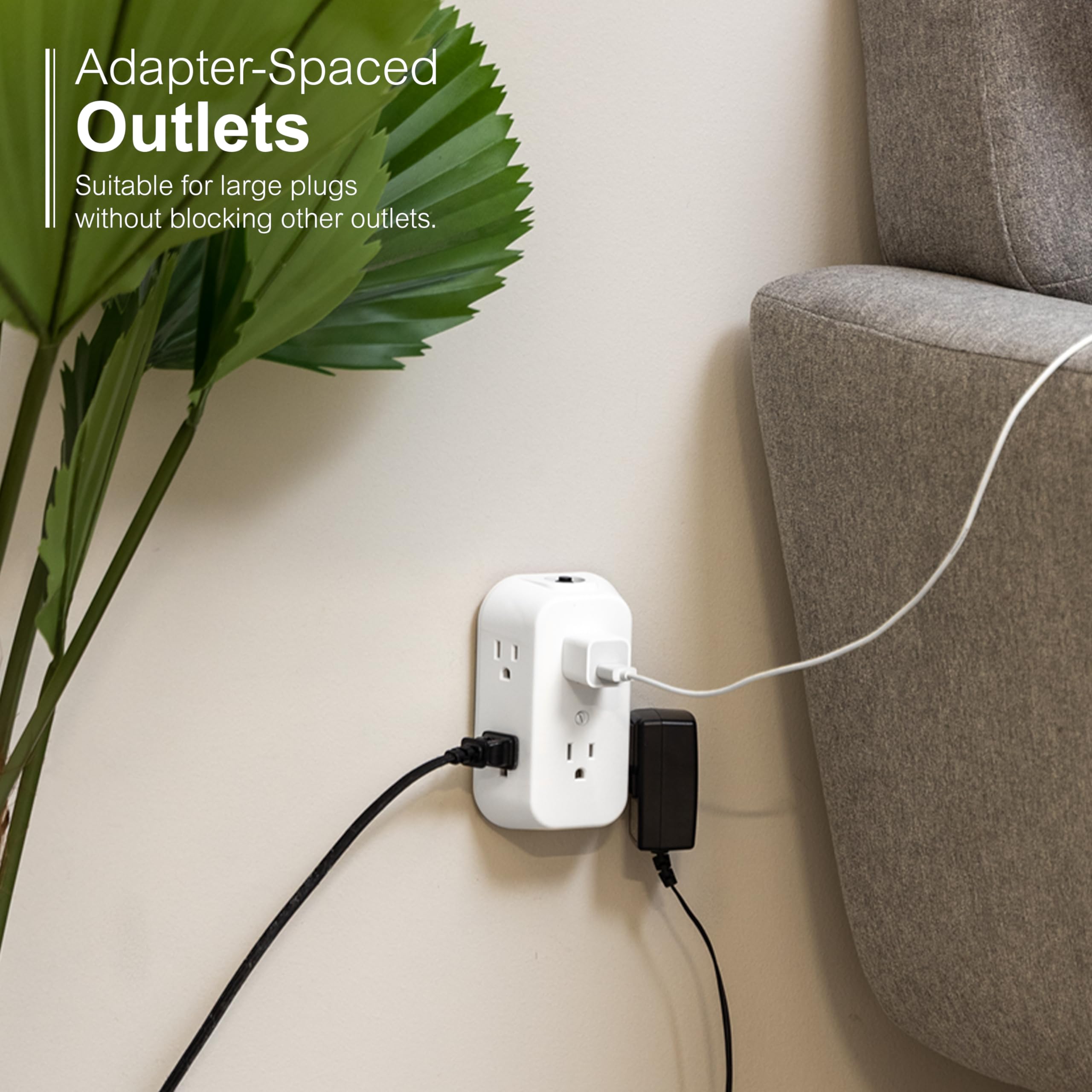 Snapklik.com : 6-Outlet Extender, 2 Pack, Grounded Wall Tap, Reset ...