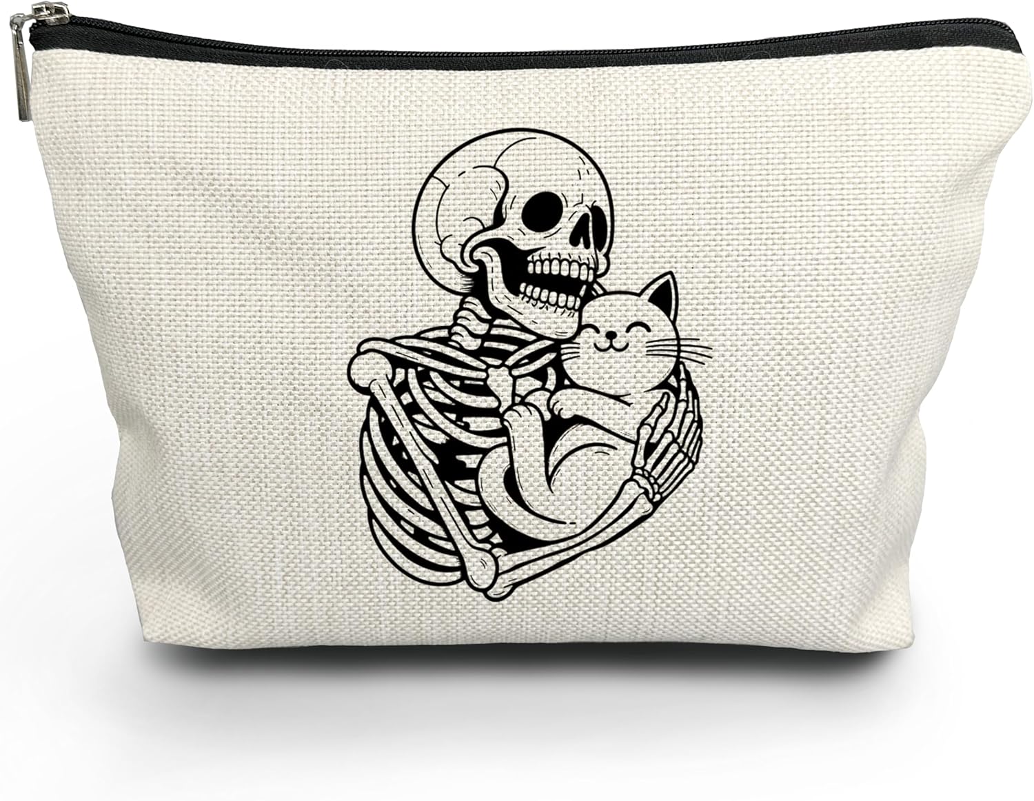Amazon.com : NATSUNO Goth Skeleton Cat Makeup Cosmetic Bag for Women ...