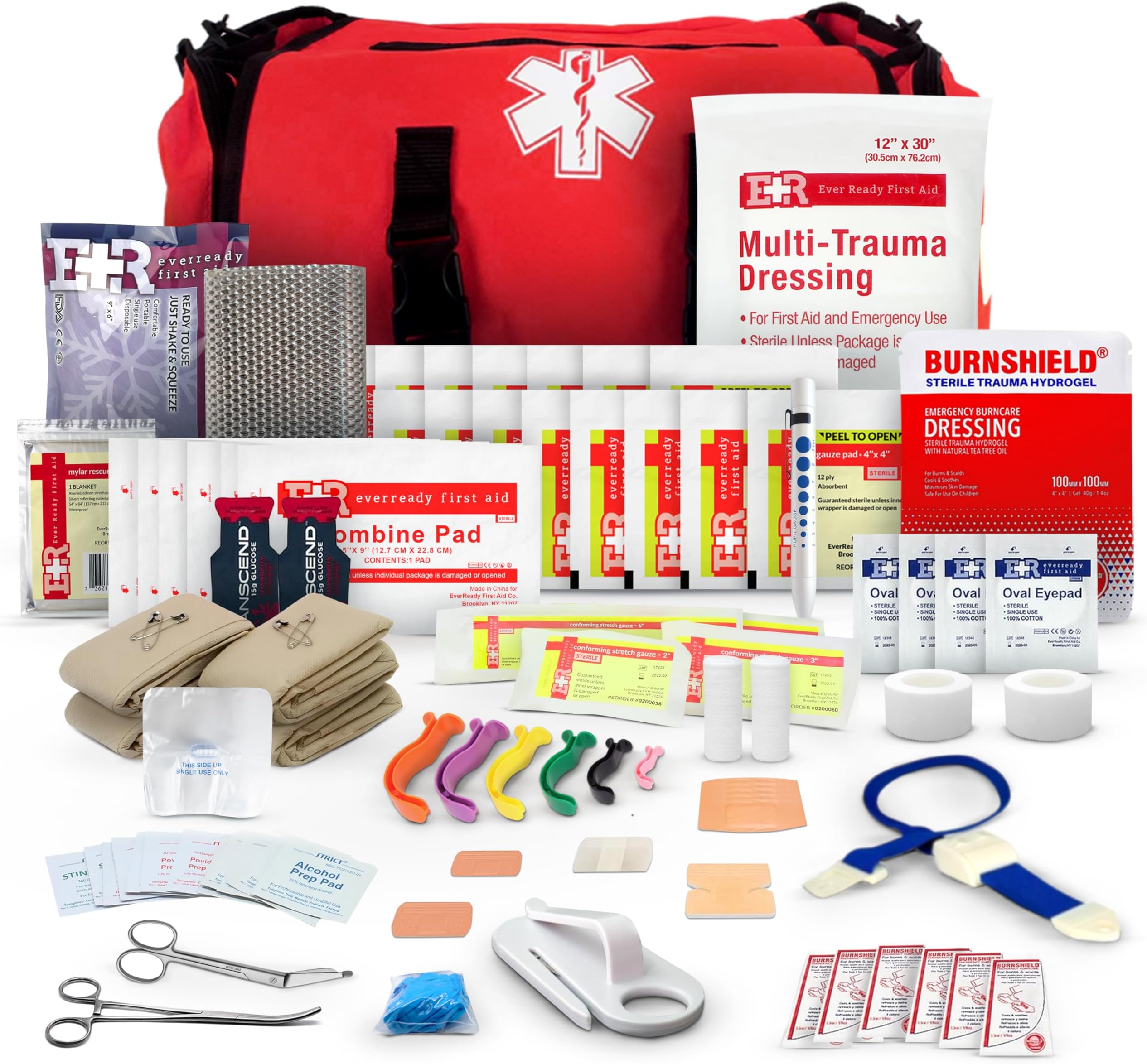 Amazon.com: First Responder Trauma First Aid Kit Bag – Fully Stocked ...