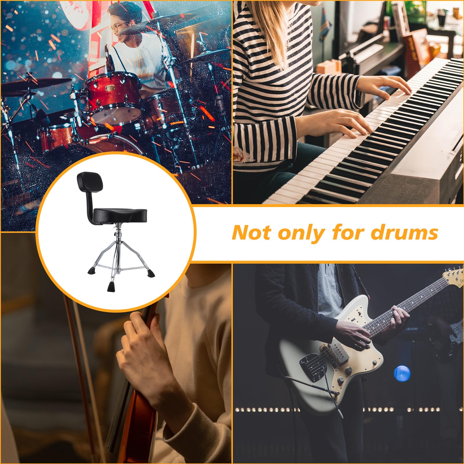 Miwayer Drum Throne with Backrest Saddle Height Adjustable Padded Drum ...